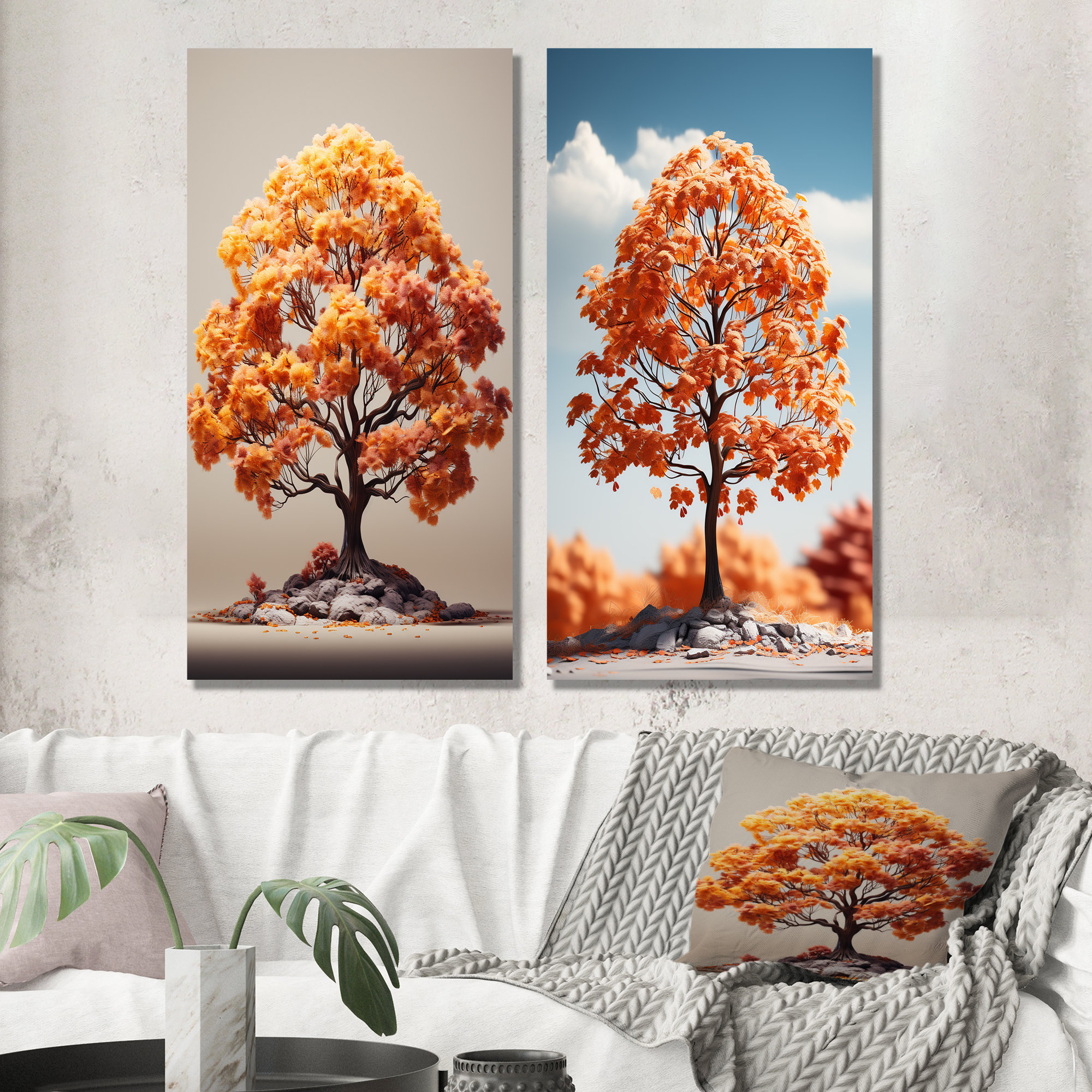 Ebern Designs Soft Neutral Tones Maple Tree - Tree Maple Canvas Prints ...
