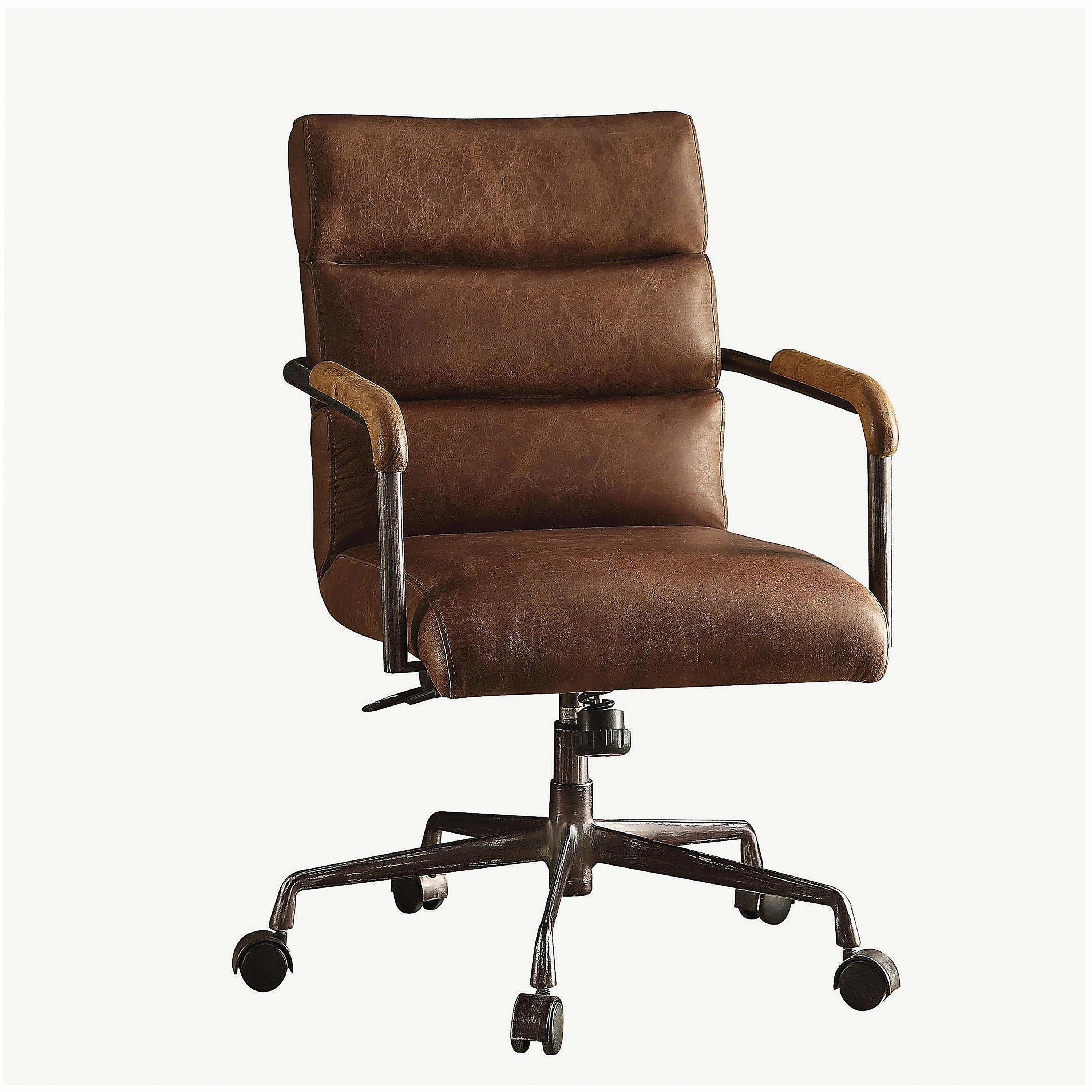 Inbox Zero Retro brown swivel office chair, five-star base | Wayfair