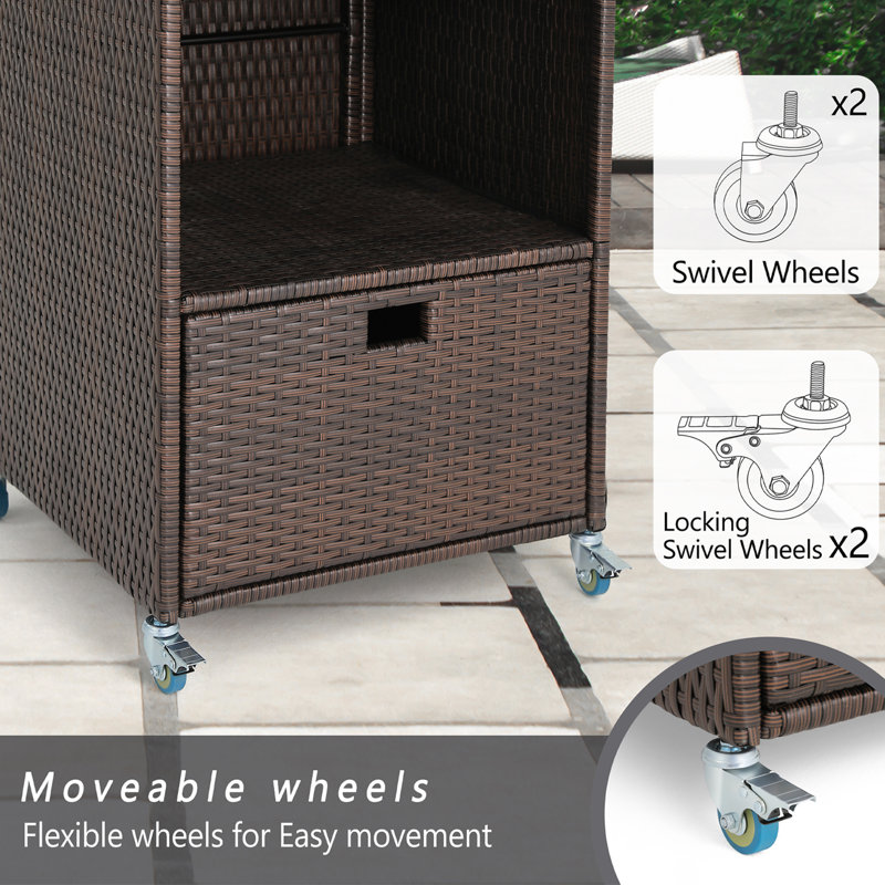 Patio Novagarden Water Resistant Wicker Towel Valet with Wheels & Cover ...