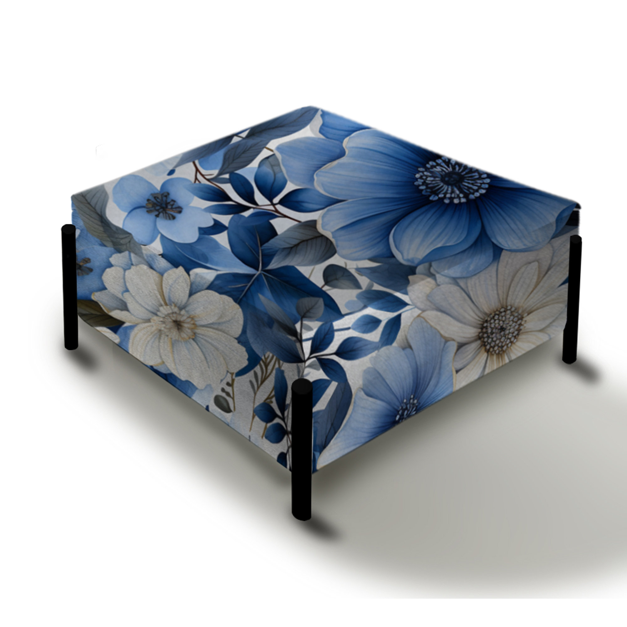 Design Art Blue Watercolor Eccentric Floral Pattern - Floral Large ...