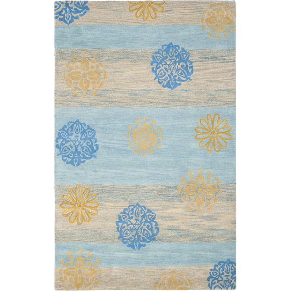 Bungalow Rose Hand Tufted Wool Abstract Outdoor Rug | Wayfair