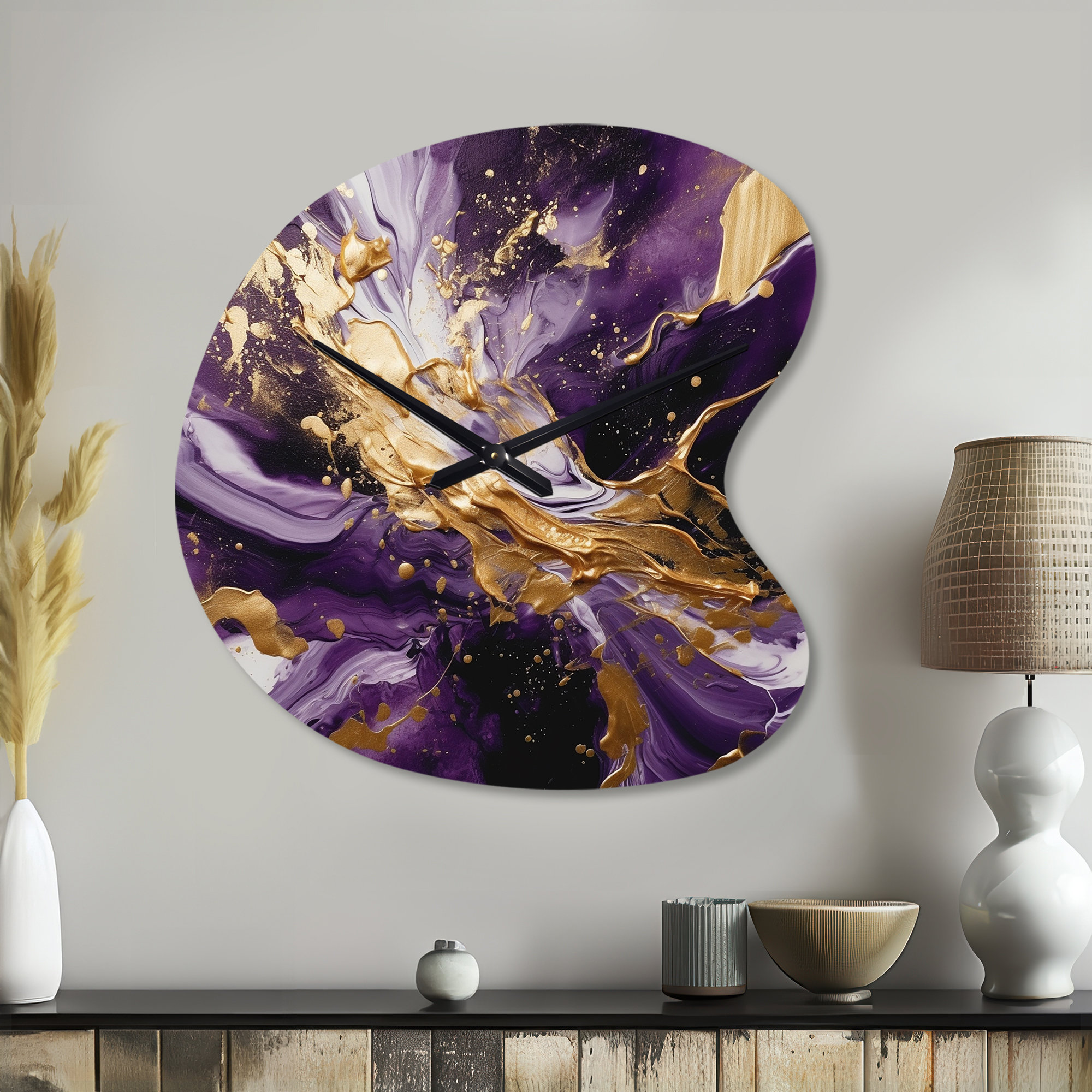 Design Art Purple And Gold Liquid Magic III - Drop Shape Large Purple ...
