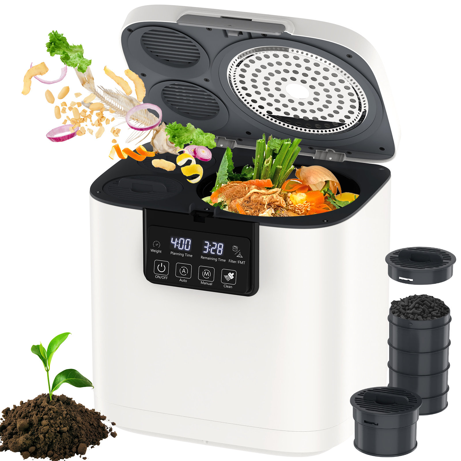 Advwin 4l Electric Composter For Kitchen, Smart Indoor Compost Bin With ...