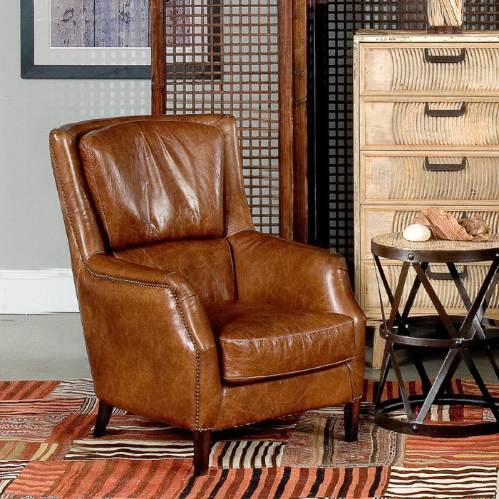 Astoria Grand Morelock Leather Wingback Chair | Wayfair