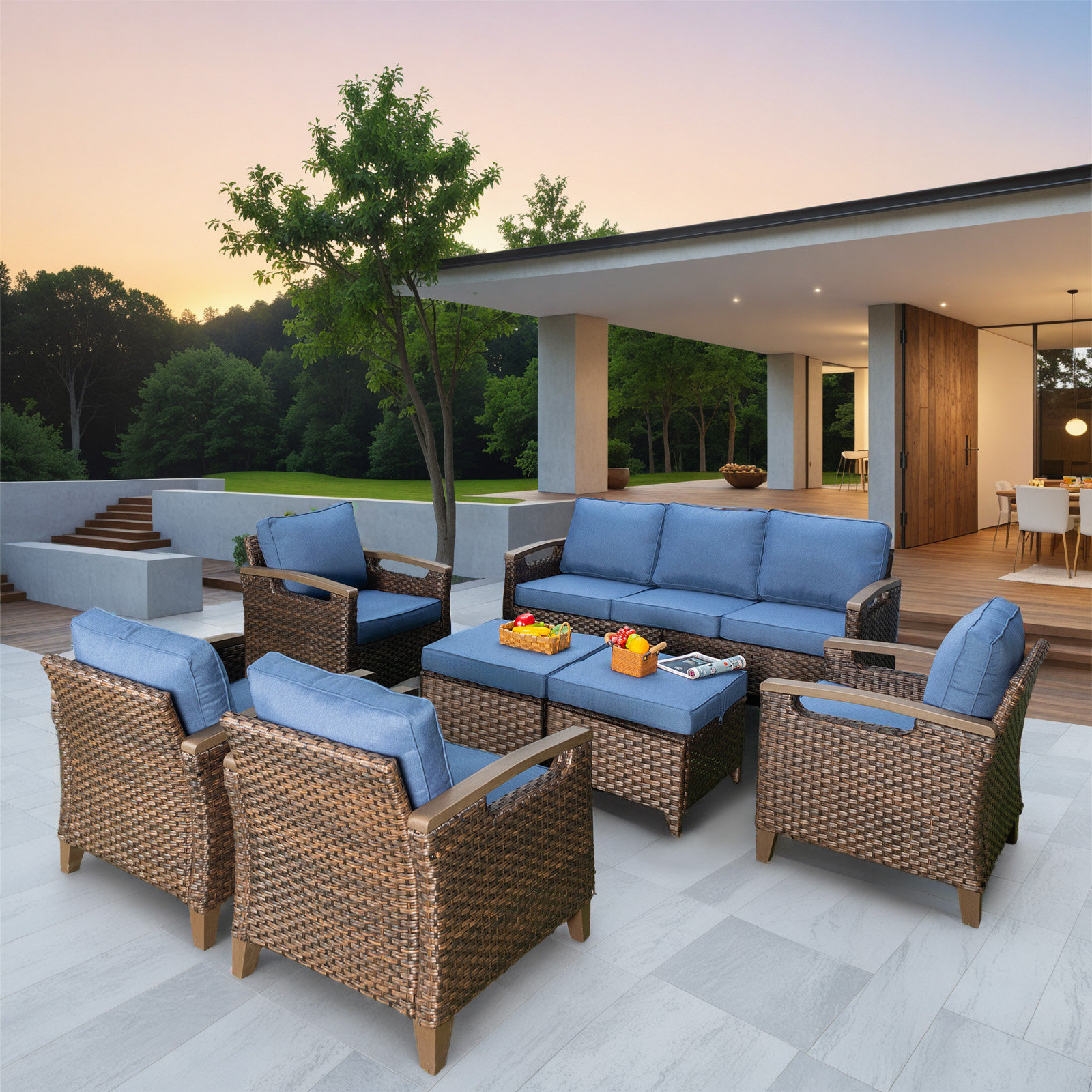 Latitude Run® 7 - Person Outdoor Seating Group With Cushions - Wayfair ...