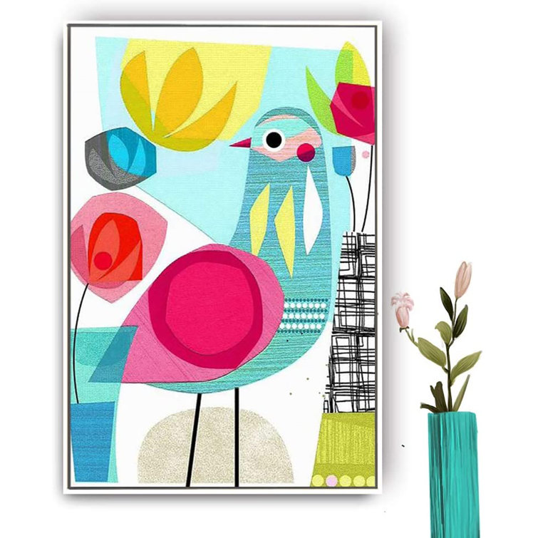 IDEA4WALL Abstract Bird House Framed On Canvas Graphic Art | Wayfair