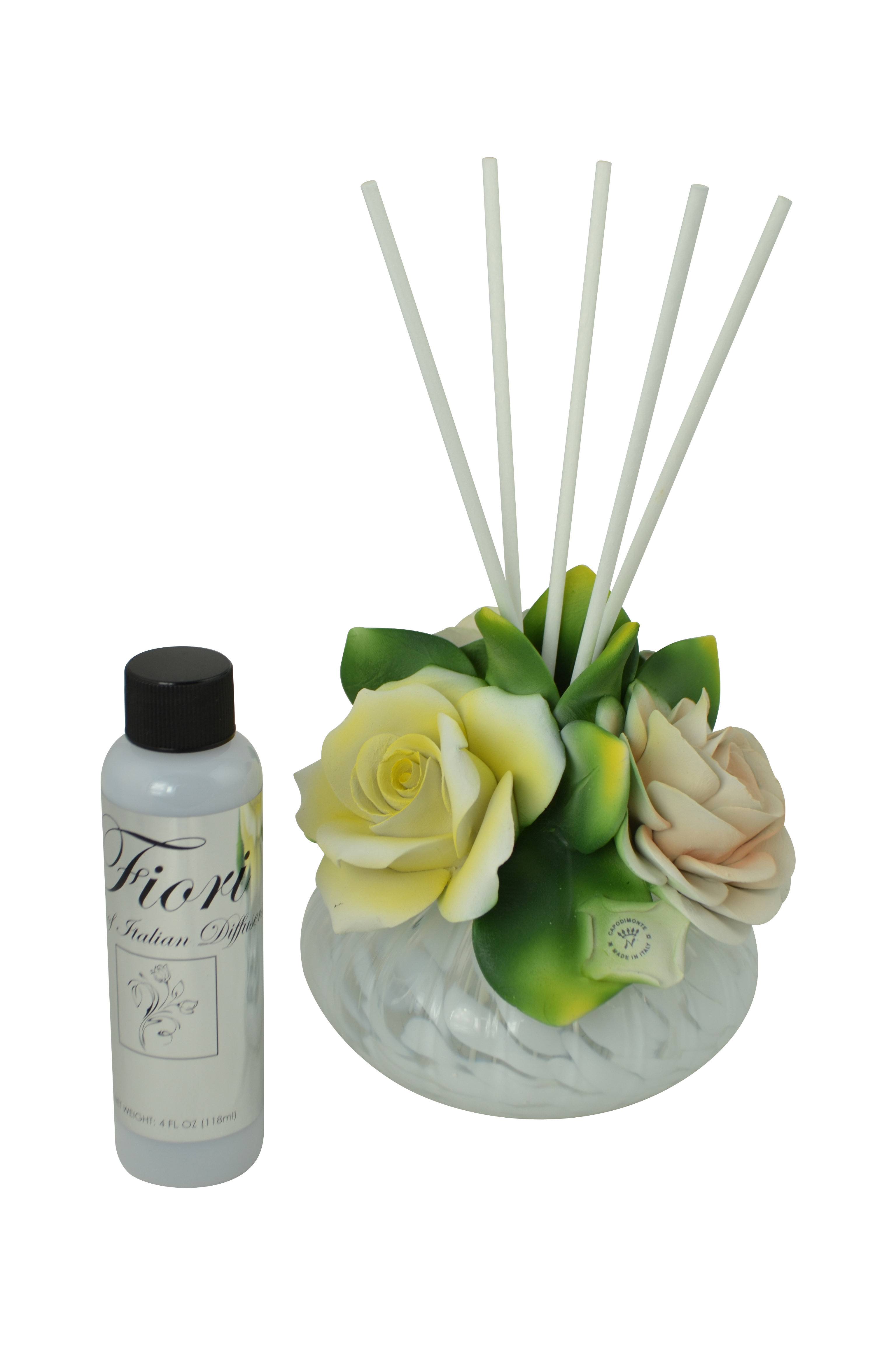 Three Star Im/Ex Inc. 8" Capodimonte Porcelain Oil Diffuser with Roses ...