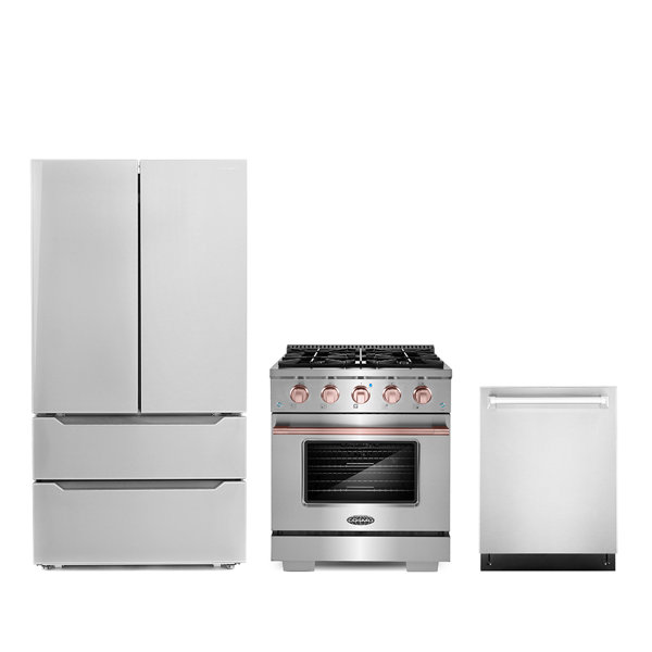 Cosmo 3 Piece Kitchen Package With 30" Freestanding Gas Range With ...