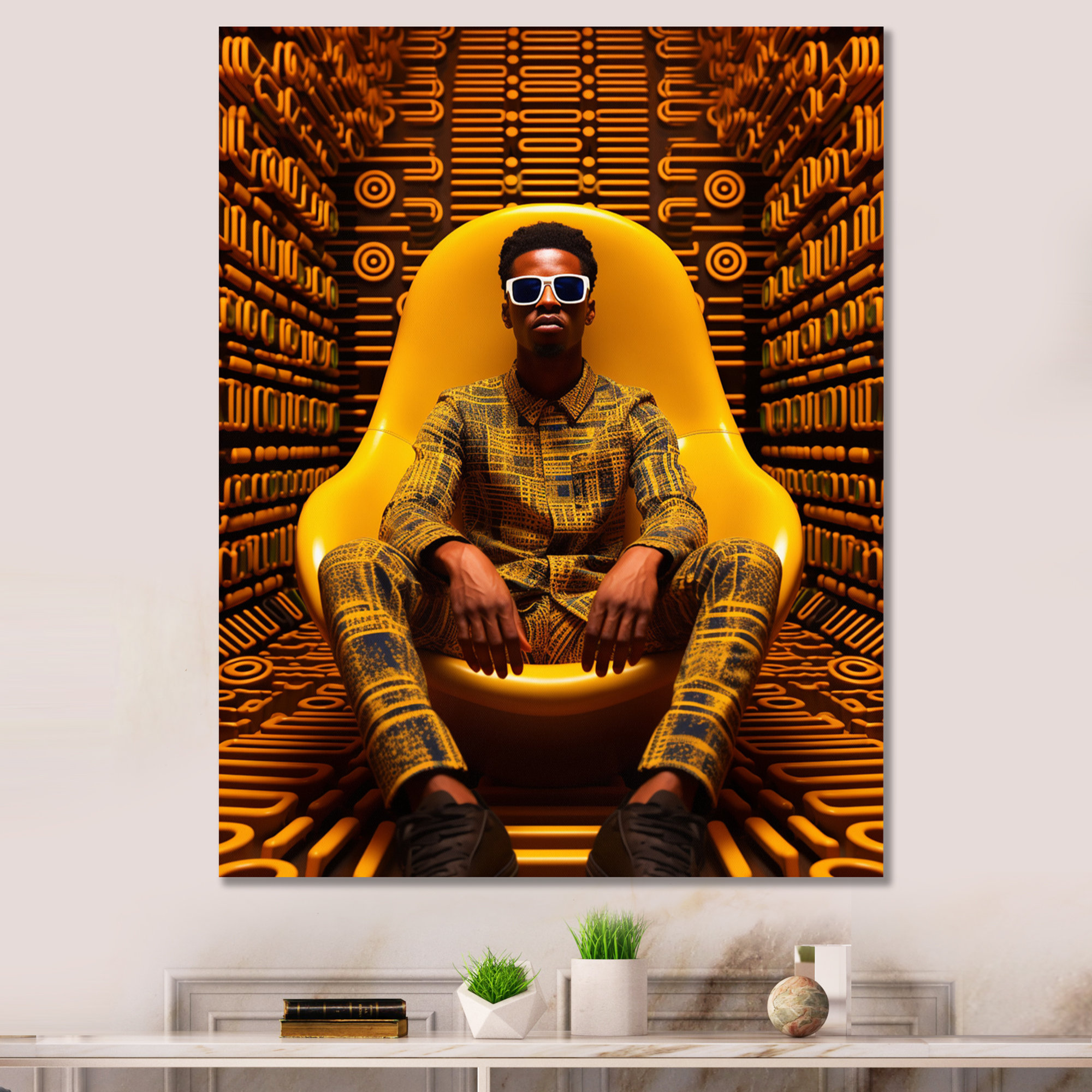 Ebern Designs African American Rapper Cool Golden Matrix I On Canvas ...