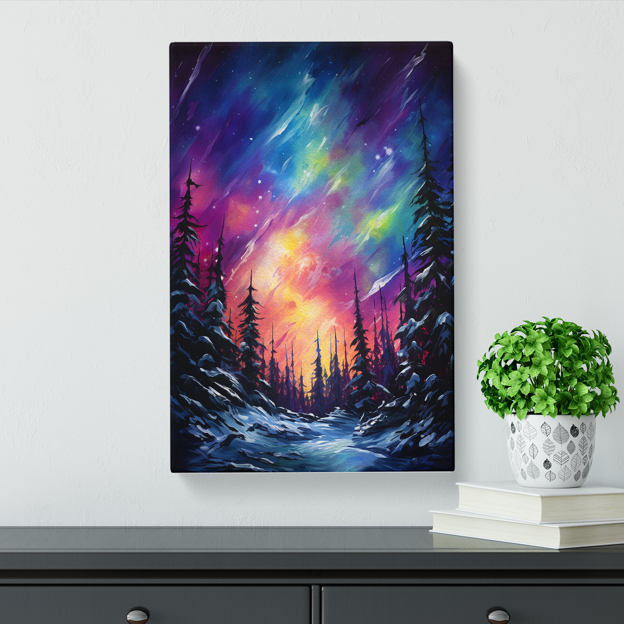 Alpen Home Northern Lights Action Painting - No Frame Art Prints ...