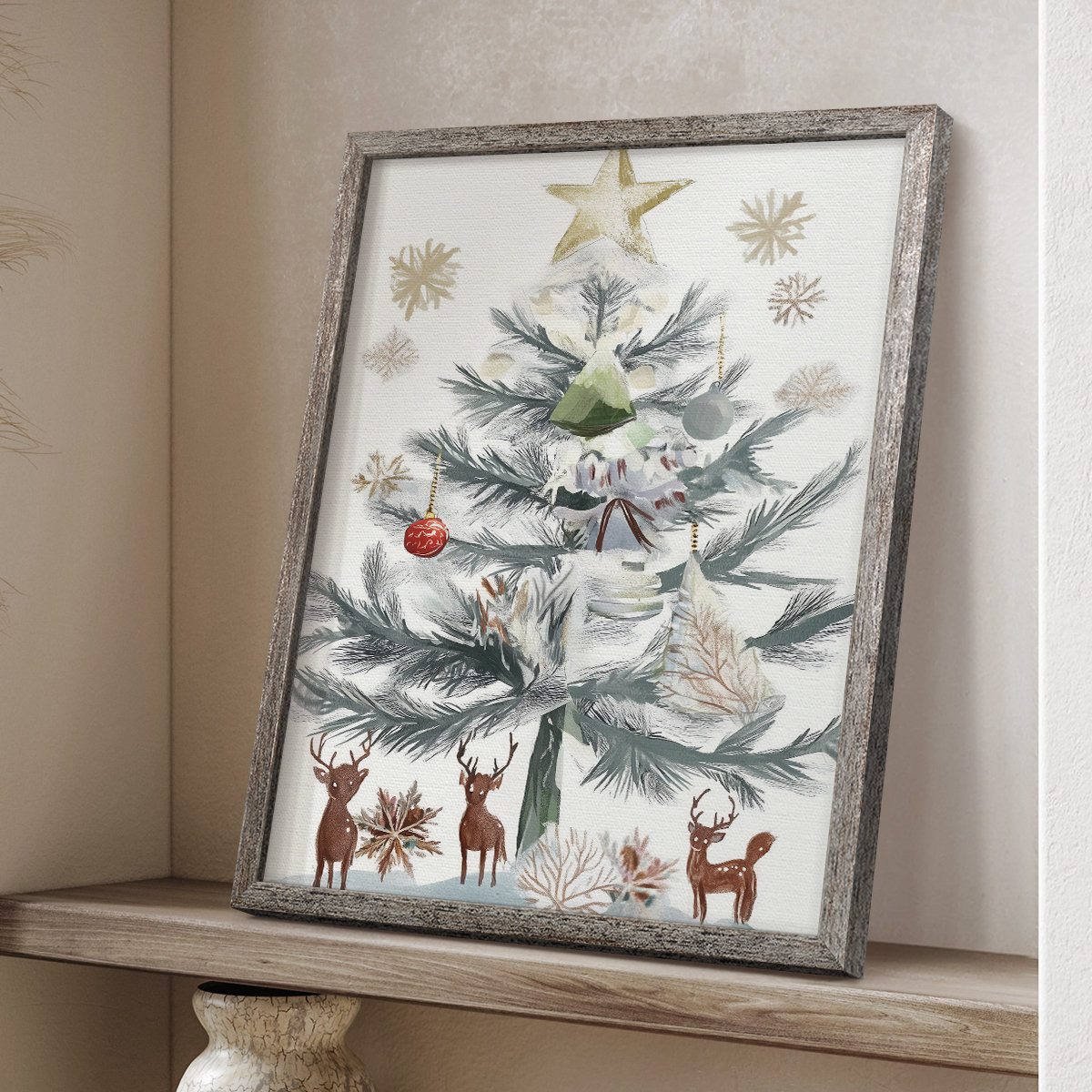 The Holiday Aisle® Christmas Holiday Art CCCX Framed Print - Solid Wood ...
