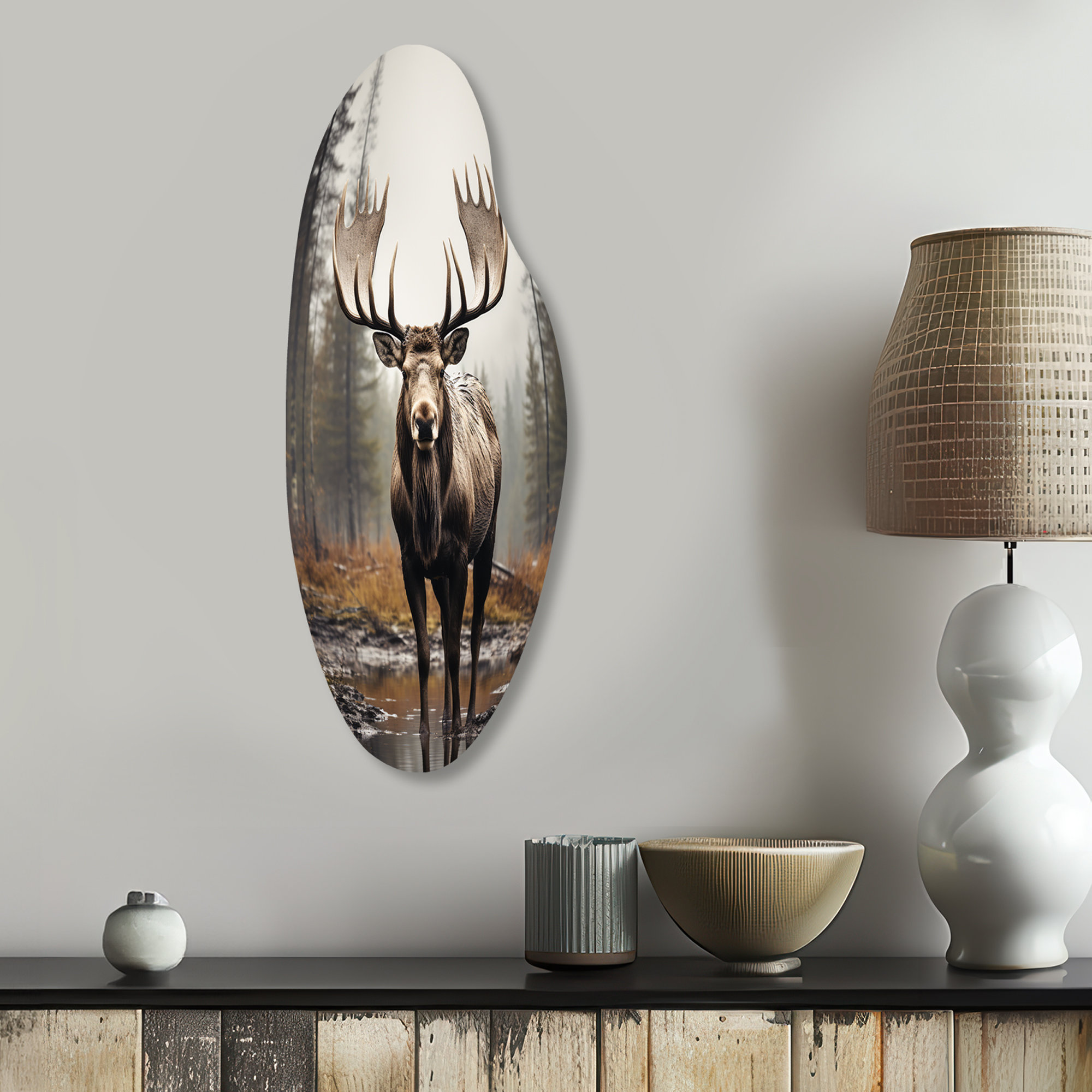 East Urban Home Brown Moose Monochrome Sands - Moose Curved Shape ...