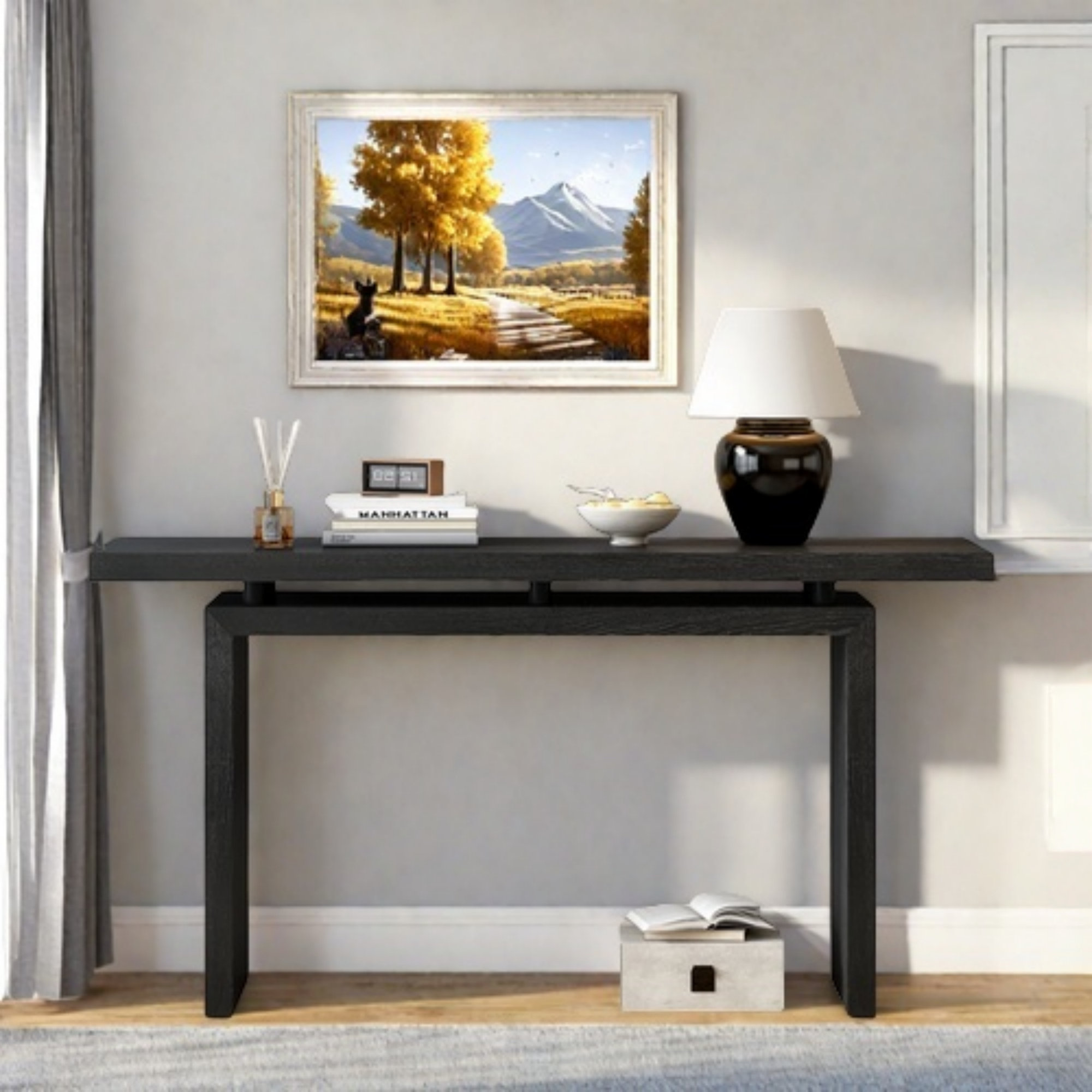 Latitude Run® Simple Console Table With Clever Tabletop Design And ...