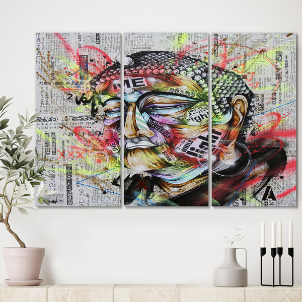 Bless international Street Art Graffiti Holy Man On Canvas 3 Pieces ...