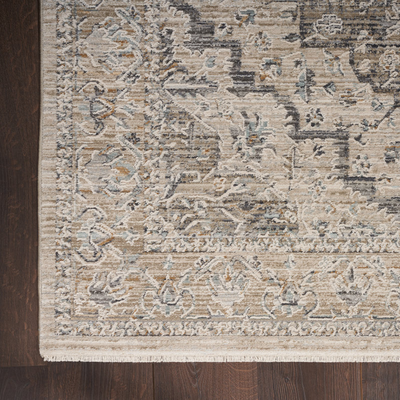 Canora Grey Rectangle Gazzo Oriental Power Loomed Area Rug in Gray/Tan ...