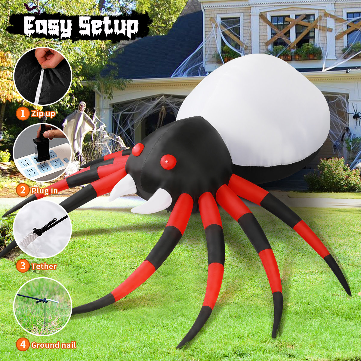 The Holiday Aisle® Halloween Inflatable Halloween Spider Inflatable ...