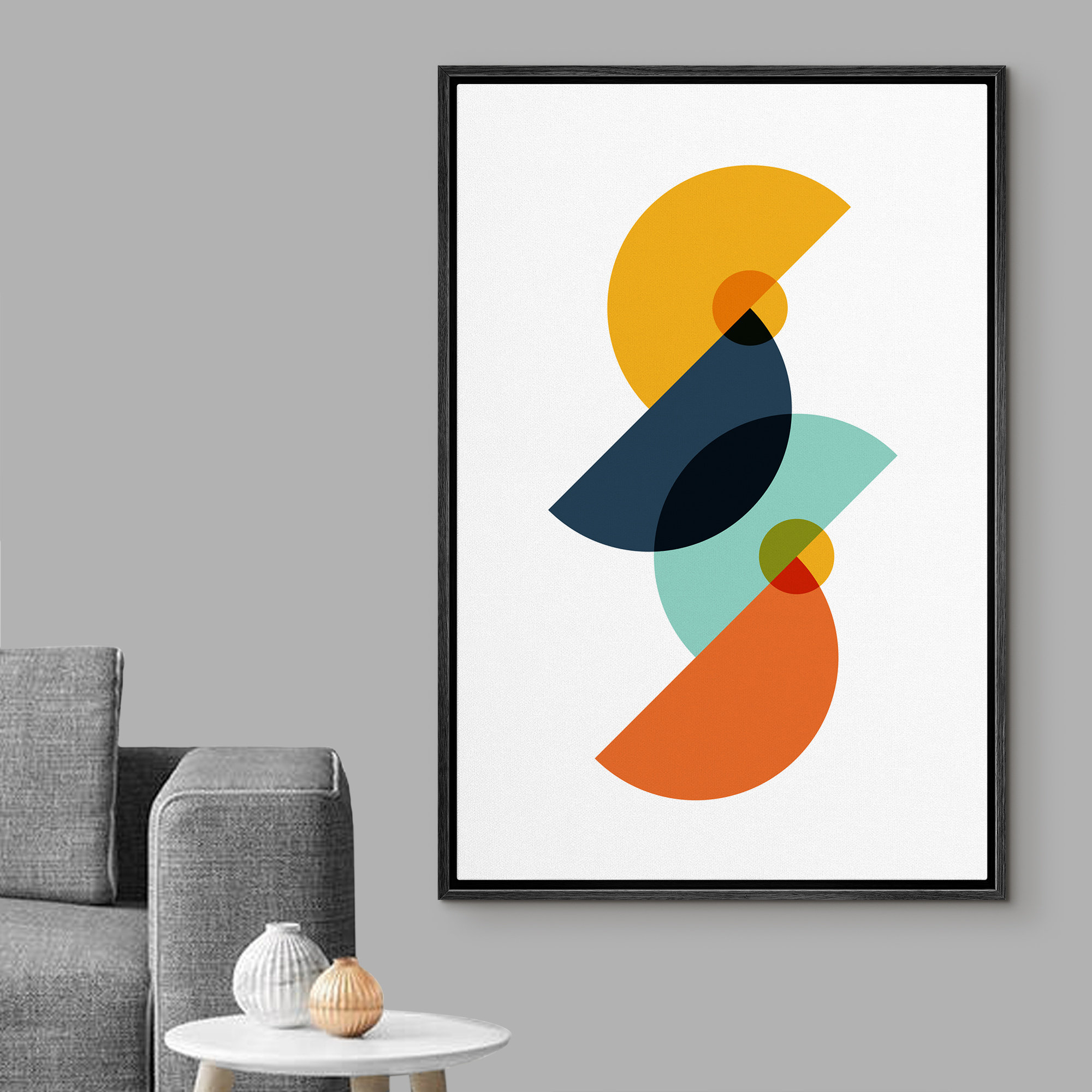 IDEA4WALL Mid Century Shape IDEA4WALL Framed Canvas Print Wall Art ...