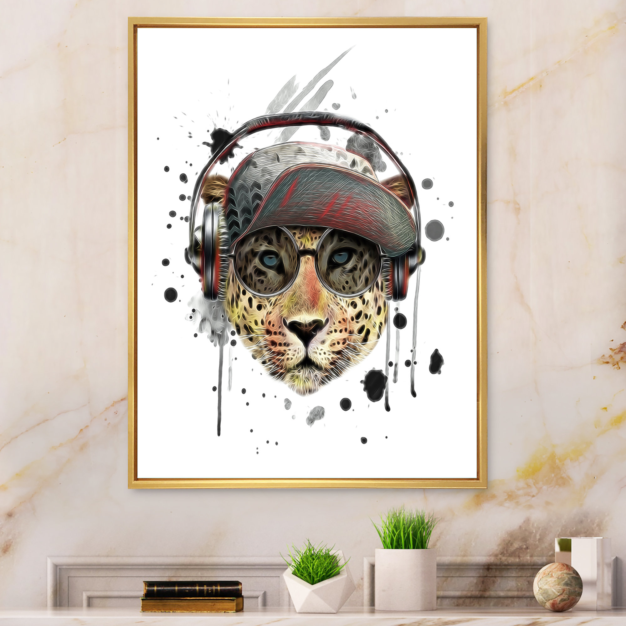 Trinx Hipster Stylish Leopard - Floater Frame Print on Canvas | Wayfair
