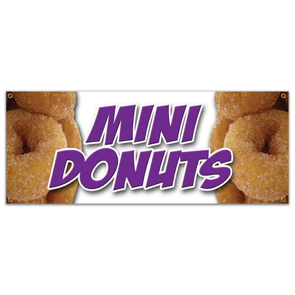 SignMission MINI DONUTS BANNER SIGN Donut Fried Dough Signs Doughnut ...