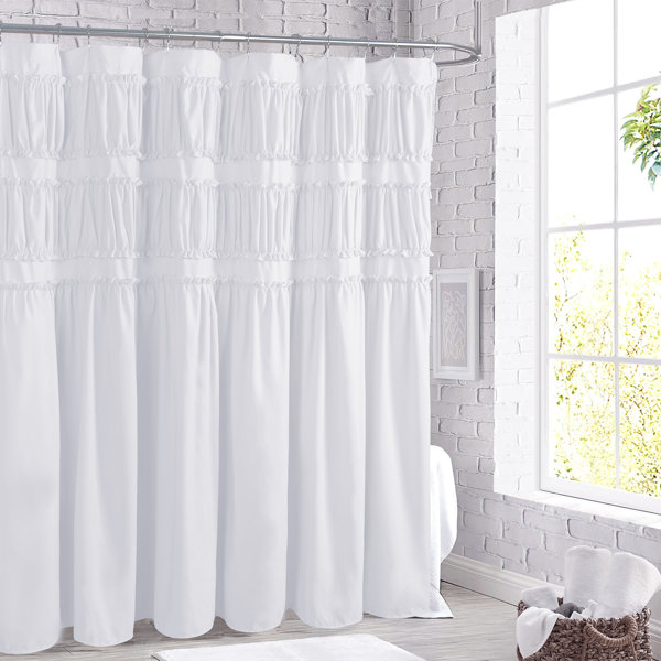 Winston Porter Ruched Ruffled Shower Curtain 72" W X 72" H,Microfiber ...