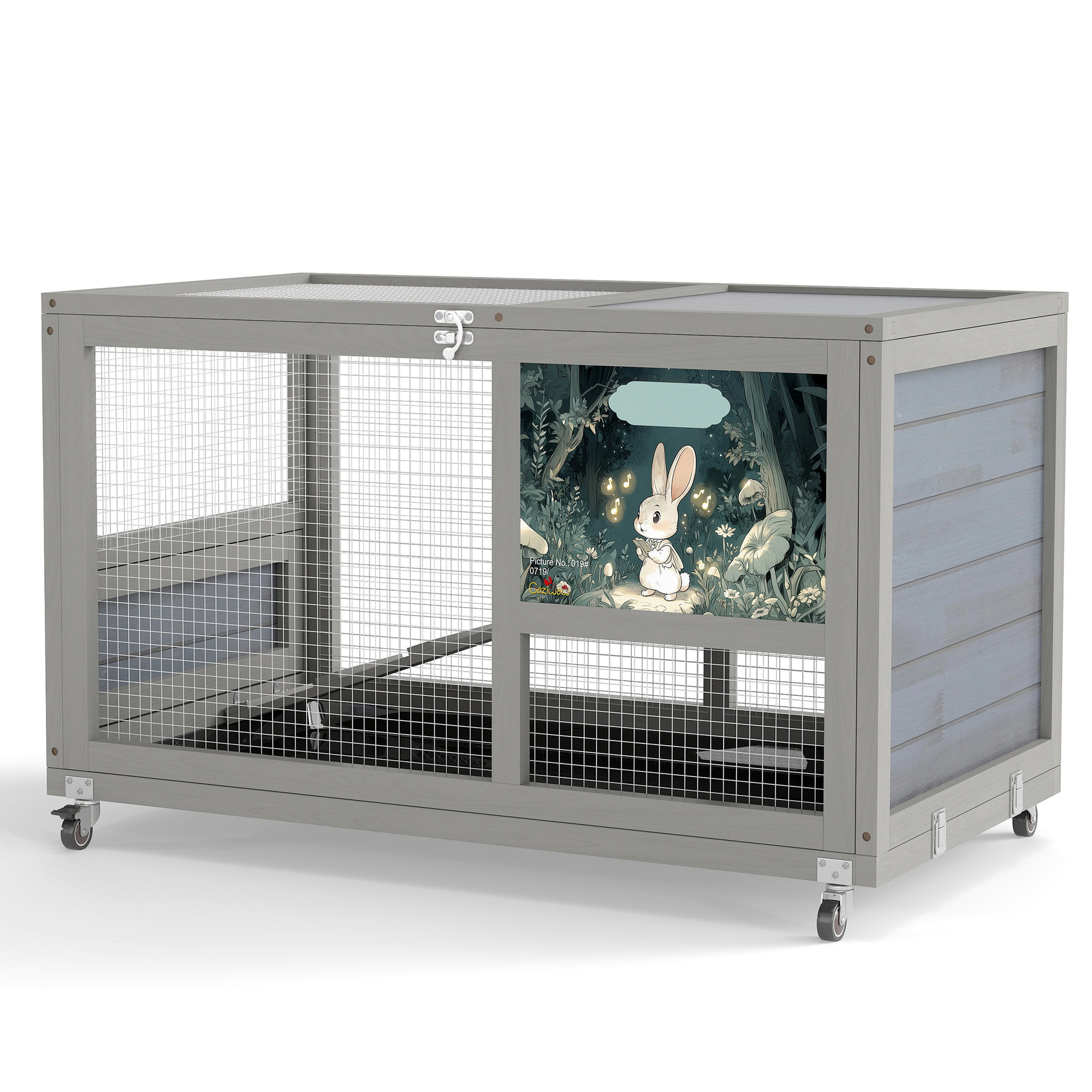 Tucker Murphy Pet™ Cage, 2 Gray With Colorful Patterns, Openable Roof ...