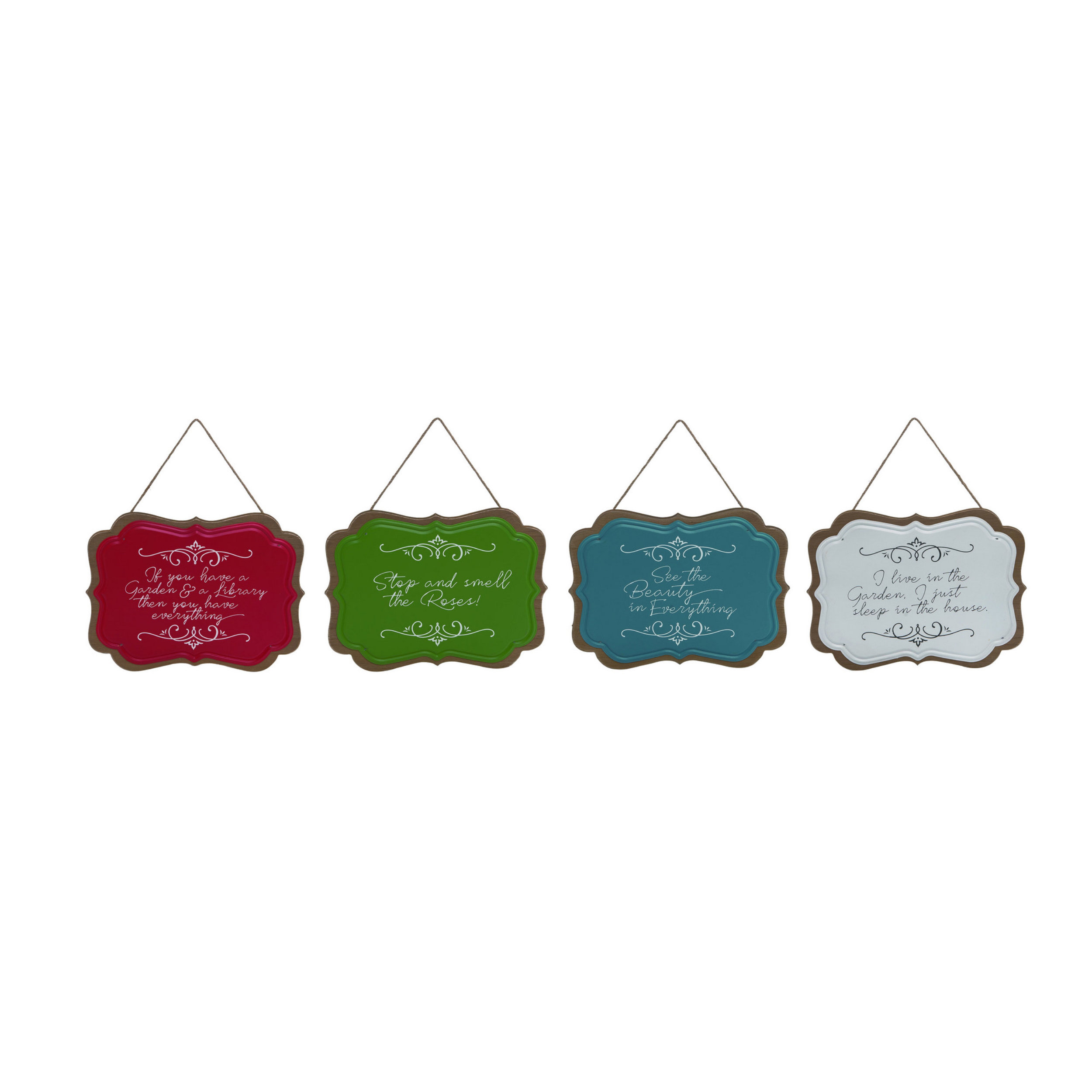 Trinx MDF Garden Sentiment Decor Set of 4 Spring Home Decorations | Wayfair