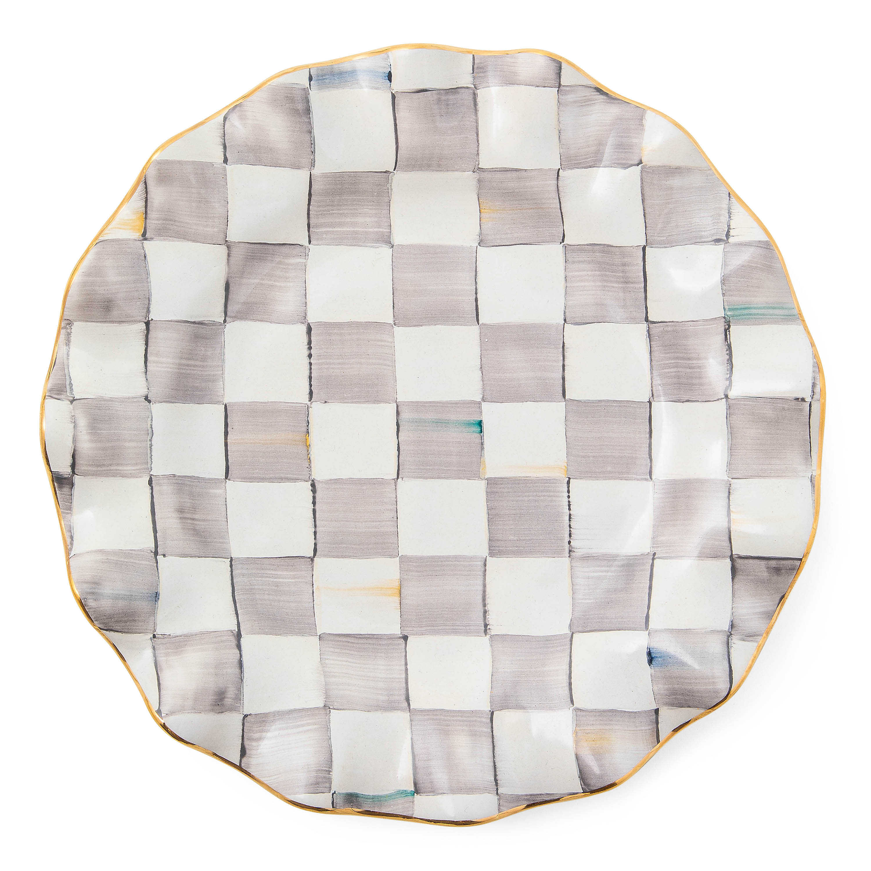MacKenzie-Childs Sterling Check® Ceramic Fluted Dinner Plate - Wayfair ...
