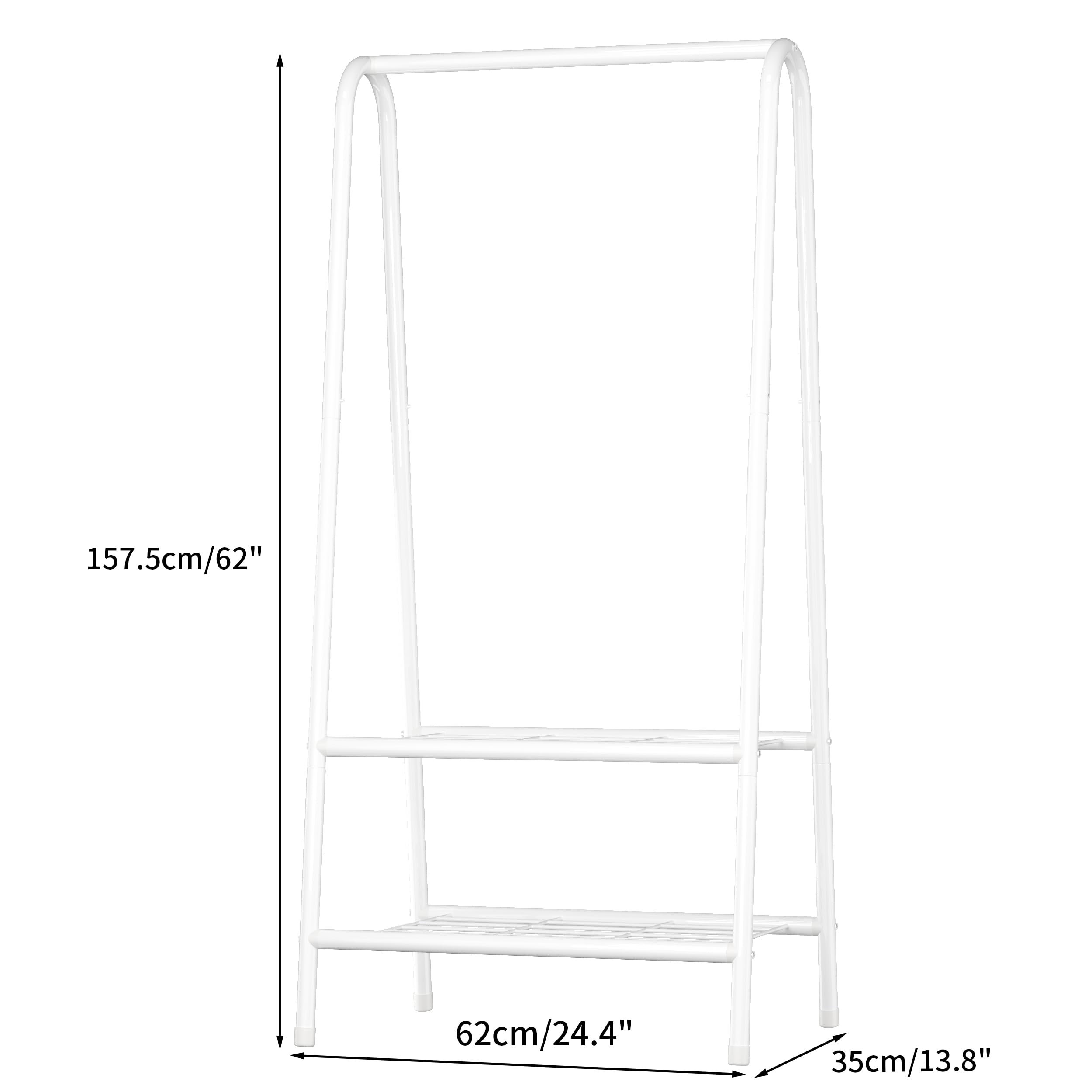 Everly Quinn Portable Metal Small Garment Rack with Double Layer Shelf ...