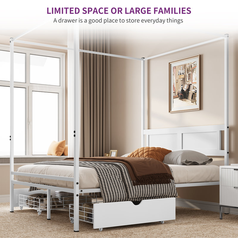 YITAHOME Manner Queen Storage Canopy Bed with 2 Drawers & Reviews | Wayfair