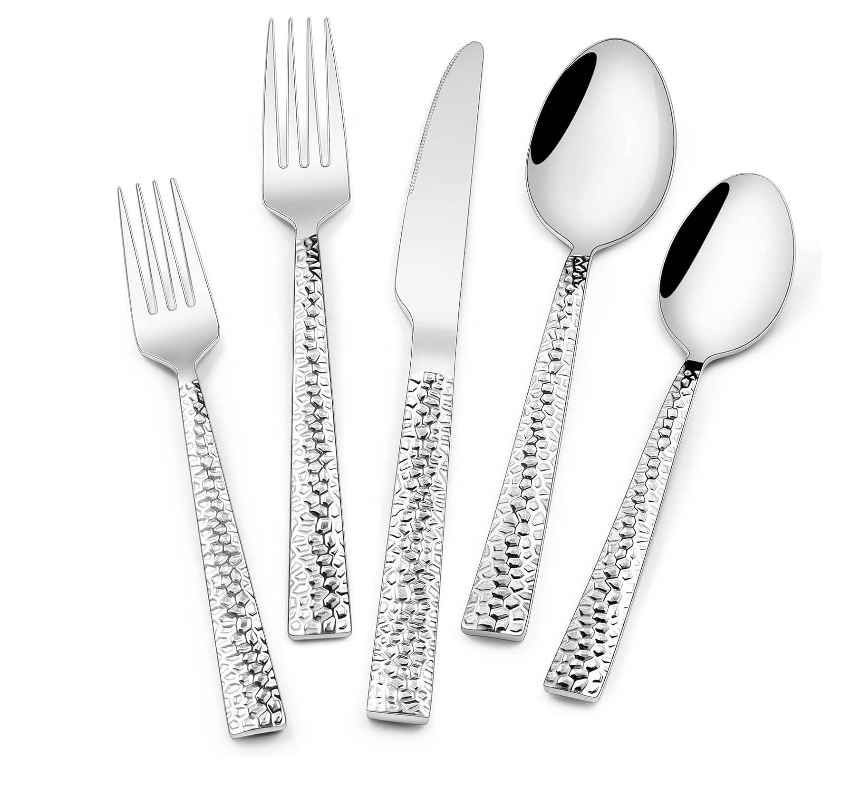 Latitude Run® Silverware Set, 40-Piece Stainless Steel Square Flatware ...
