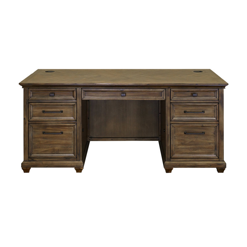 Loon Peak® Drawdy Executive Desk with Built in Outlets & Reviews | Wayfair