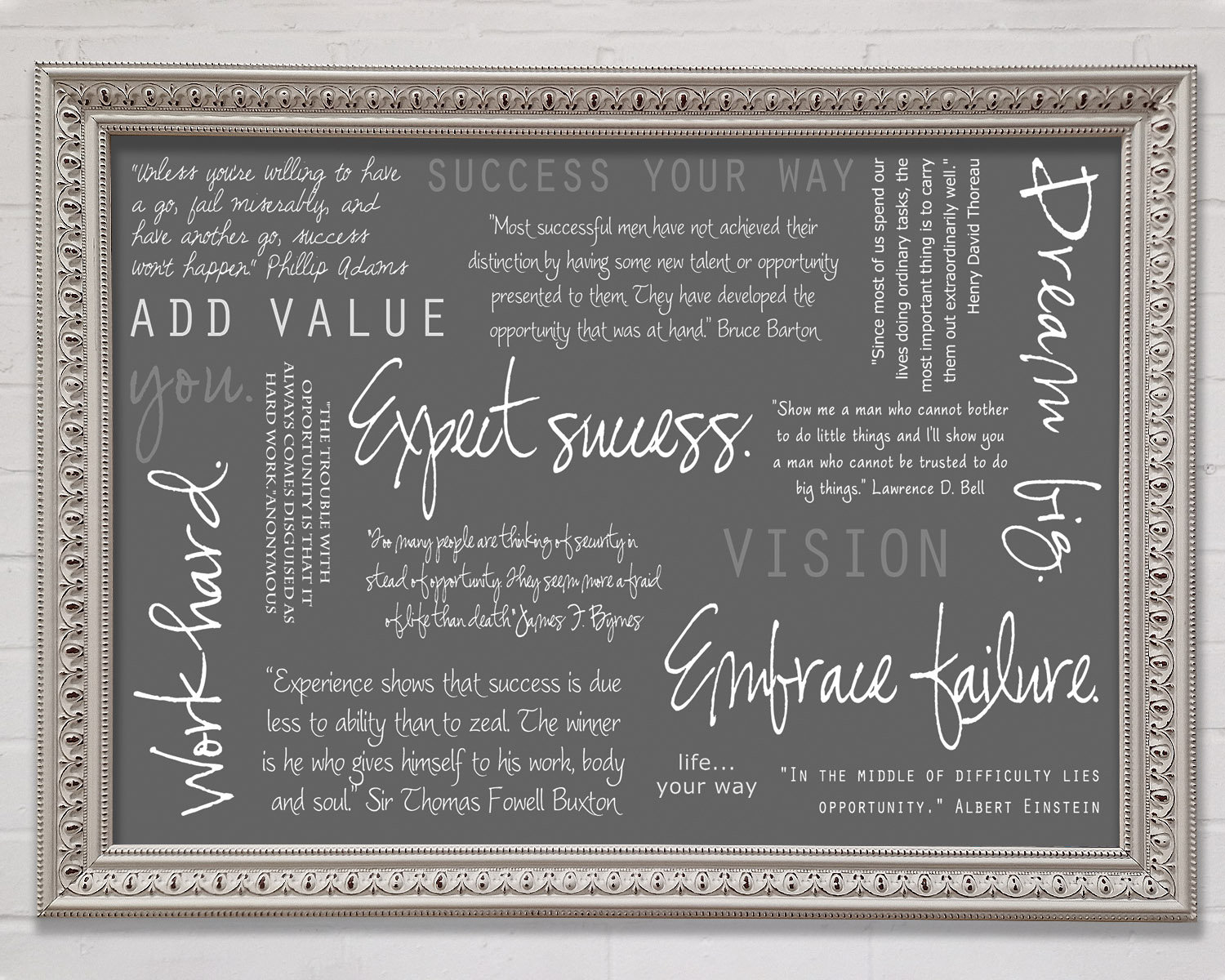 Happy Larry Work Hard Dream Big Expect Success Grey - Print | Wayfair.co.uk