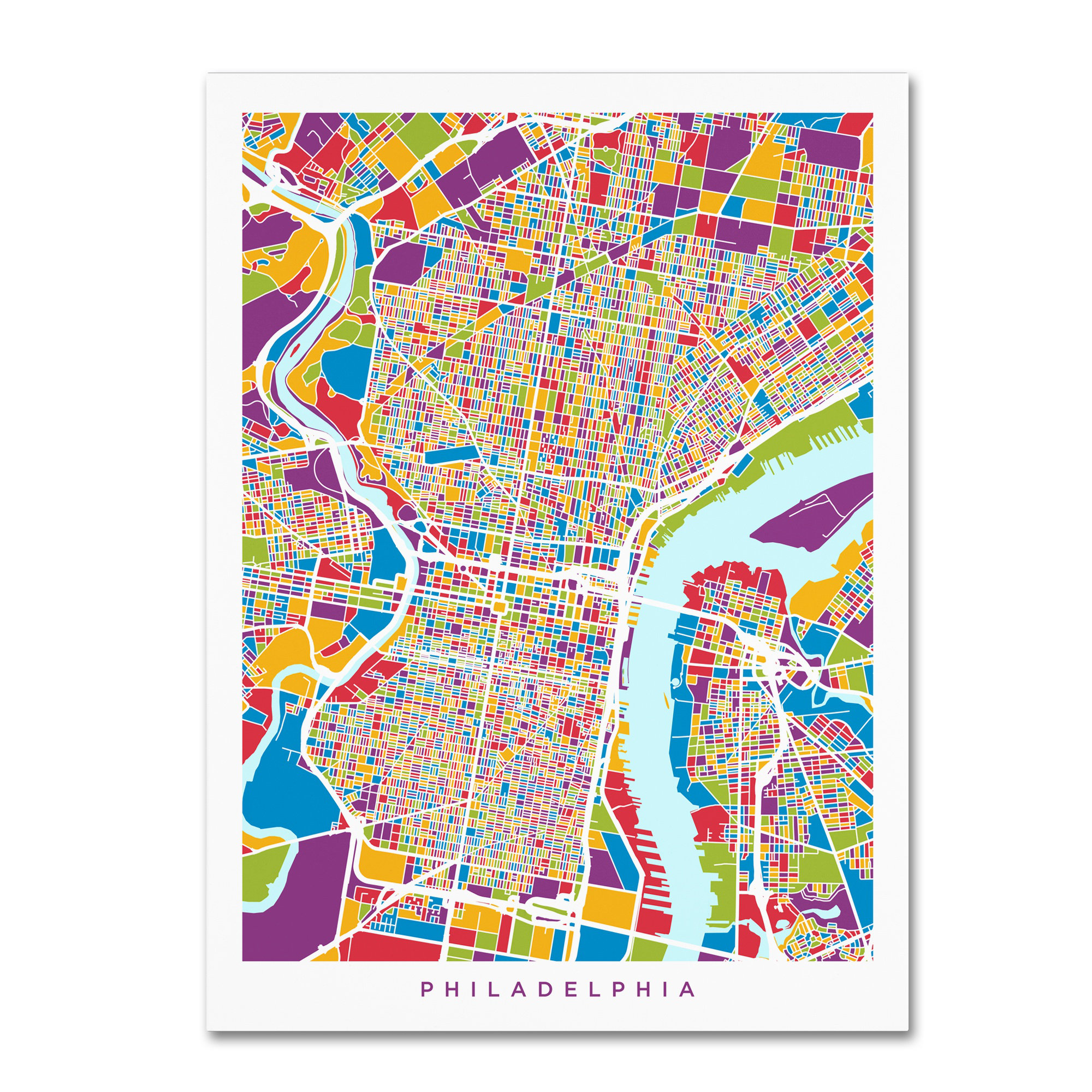 17 Stories 'Philadelphia Pennsylvania Street Map' Graphic Art on ...