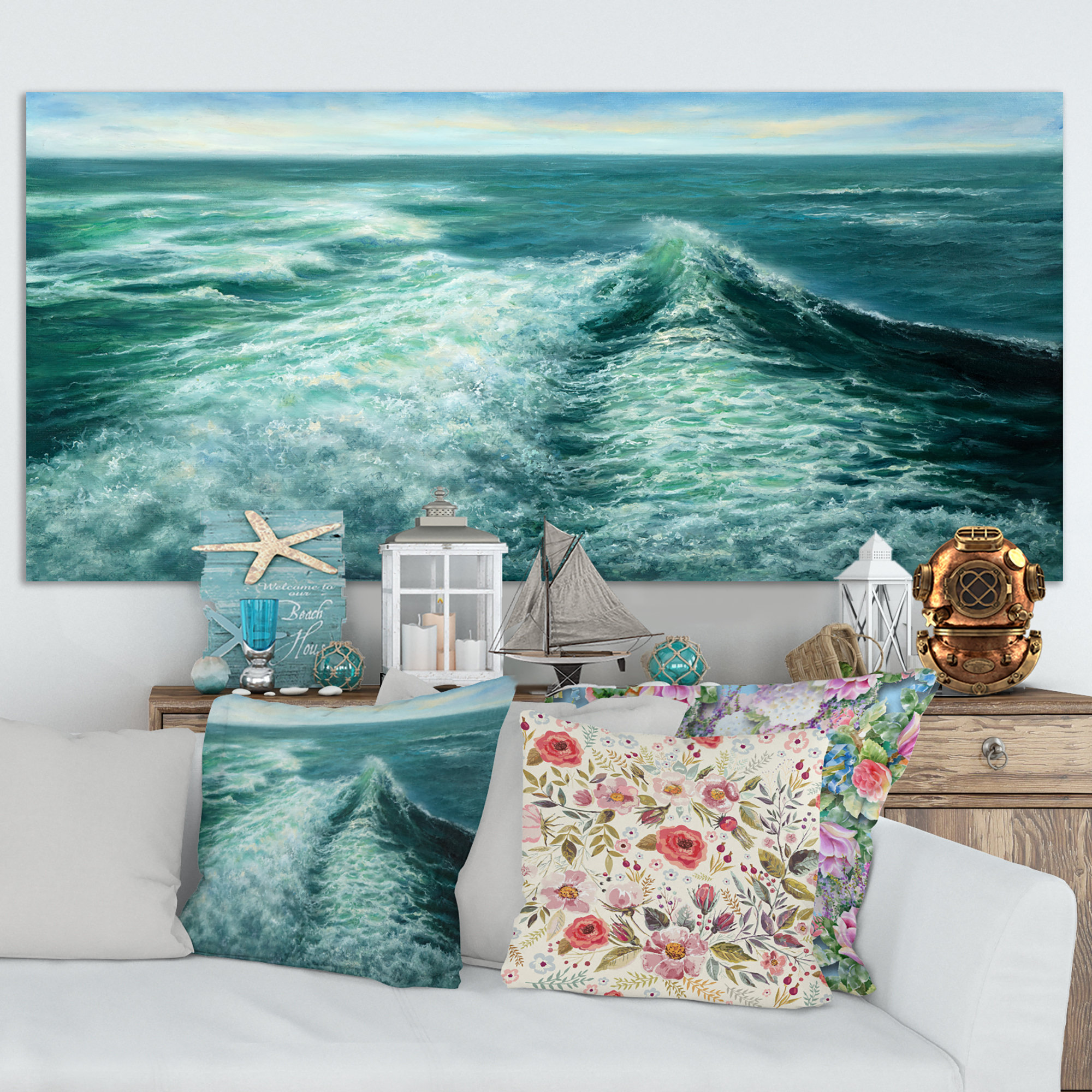 Highland Dunes Wild Blue Ocean Waves XVI - Photograph on Canvas | Wayfair