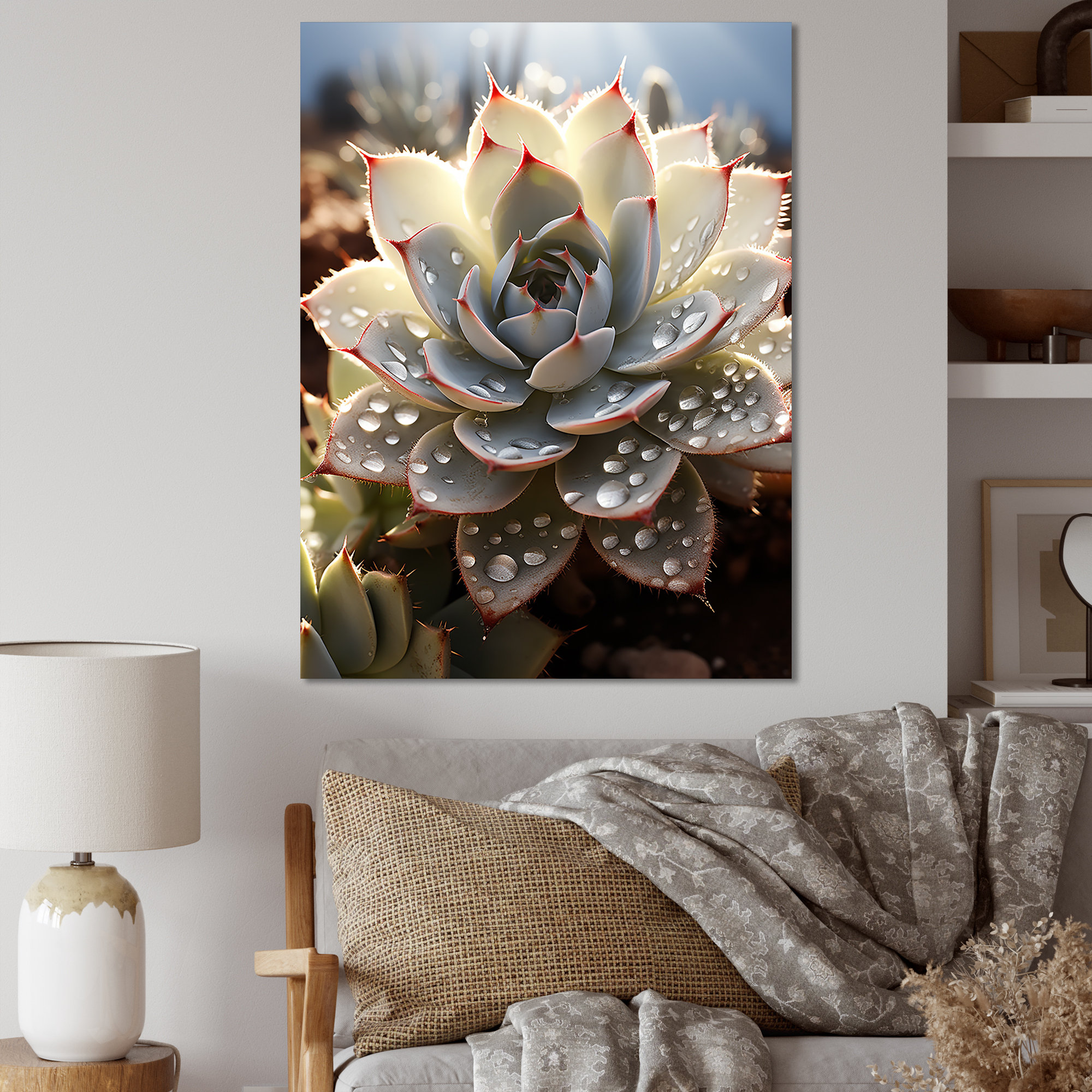 Design Art Cactus Peach Prickles - Cactus Canvas Prints | Wayfair
