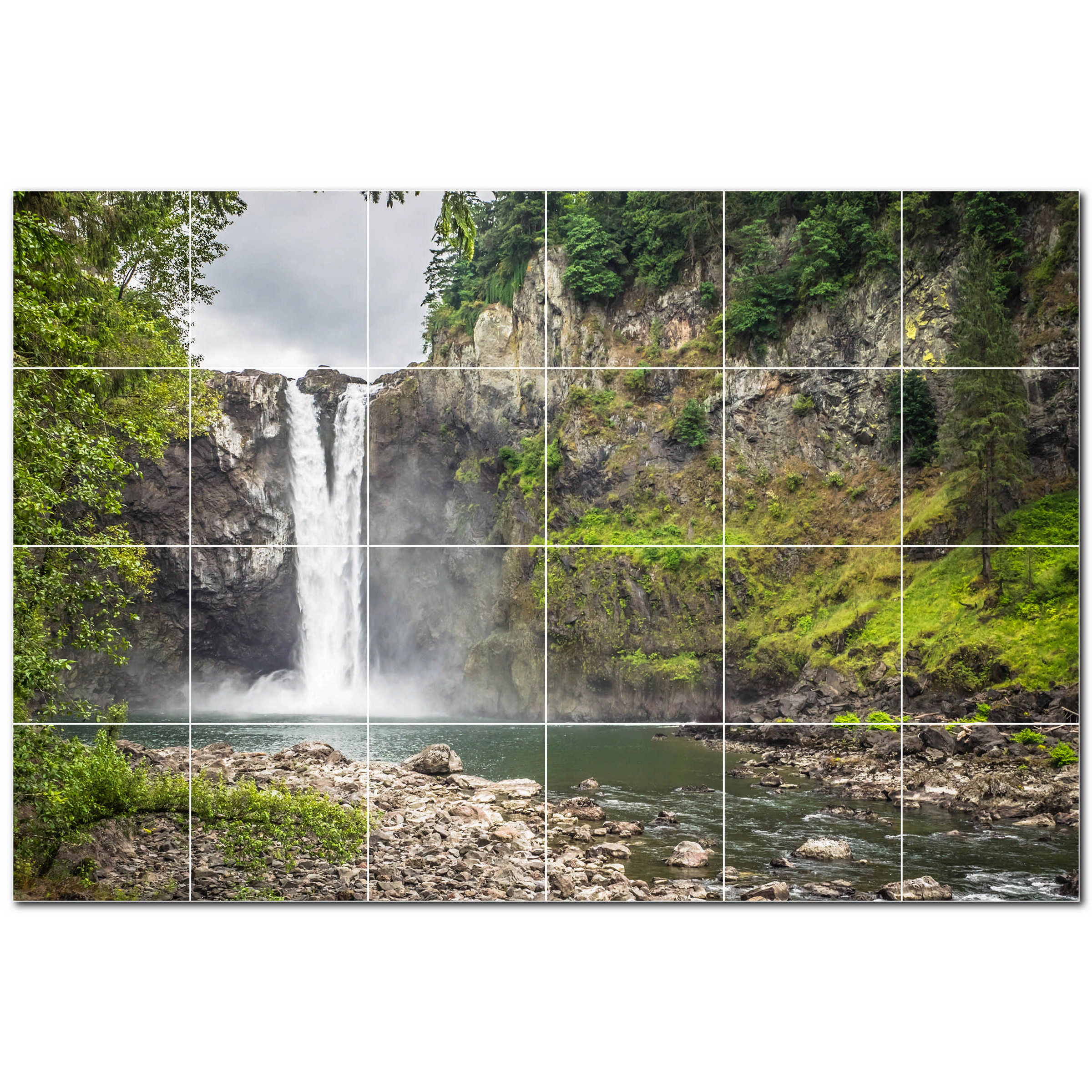 Picture-Tiles.com 48" x 32" Ceramic Waterfalls Photo Decorative Mural ...