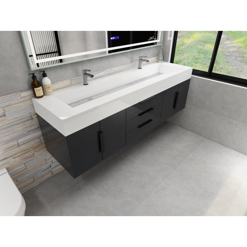 Latitude Run® Jessica 72'' Wall-Mounted Single Bathroom Vanity | Wayfair