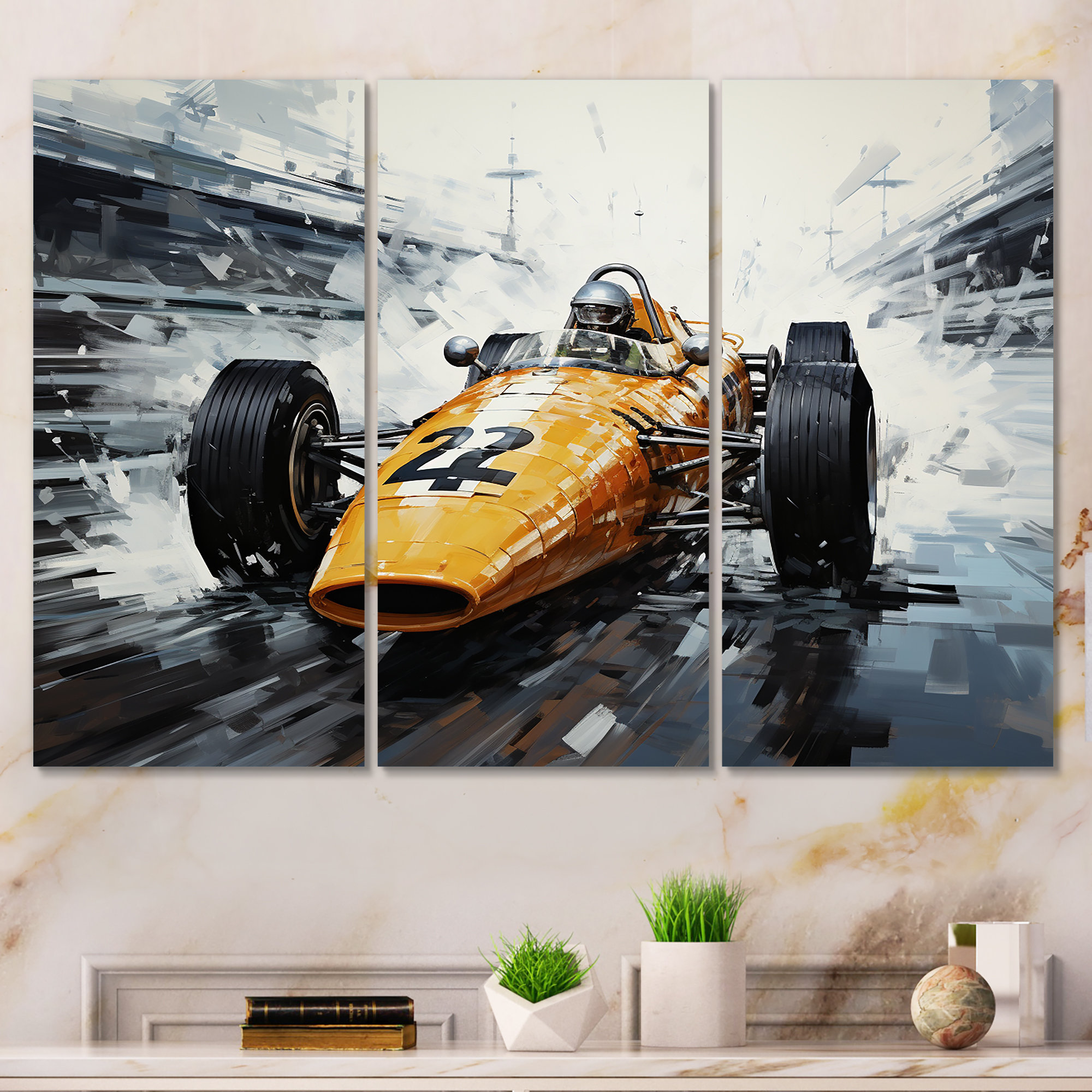 Williston Forge Yellow & Black Vintage Grand Prix Racing Car I - Race ...