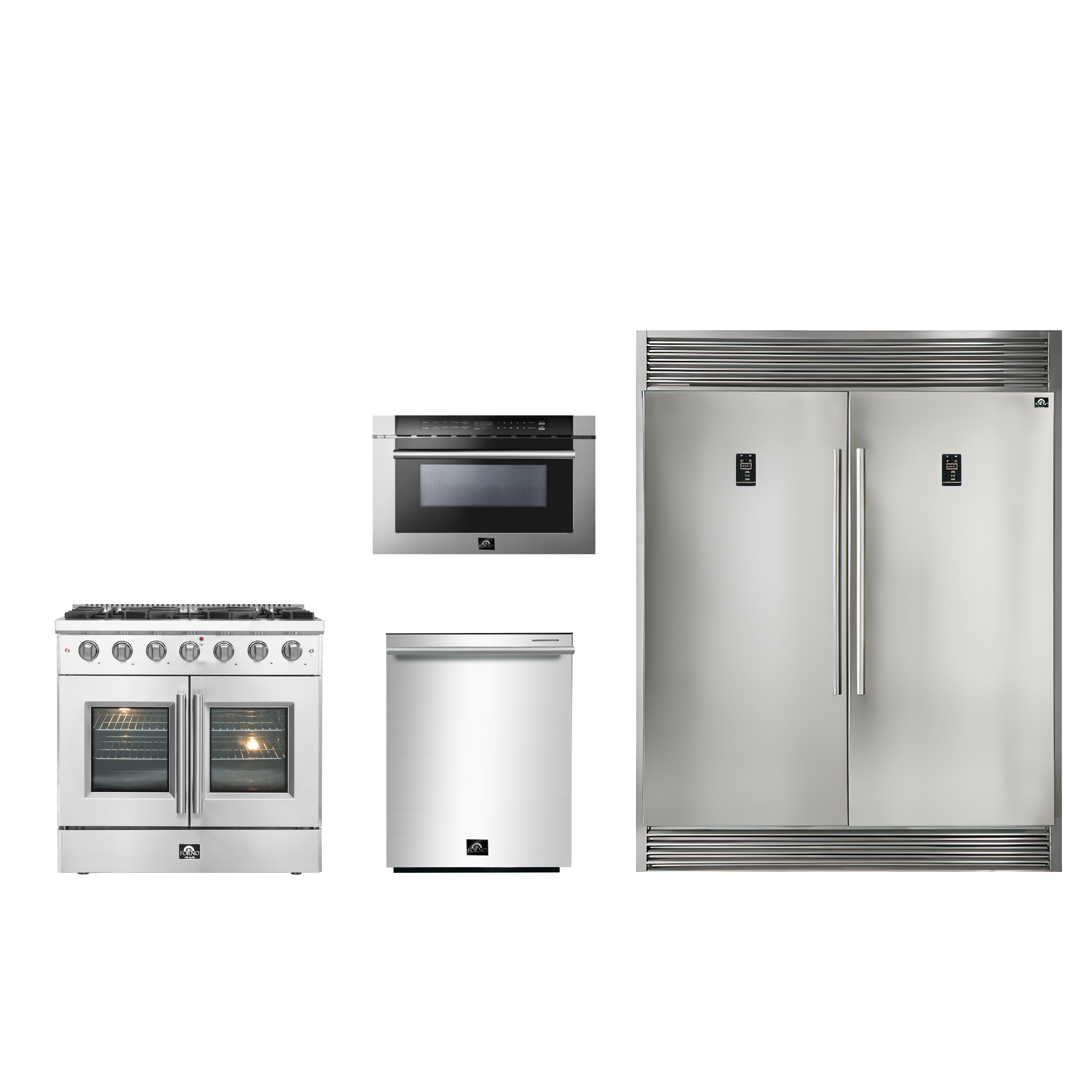 Forno 4 Pieces Kitchen Package with Side by Side Refrigerator & 36 ...