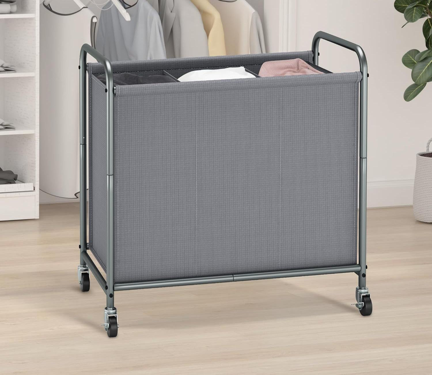 Latitude Run® Rolling Laundry Hamper, 165L Laundry Basket With Lockable ...