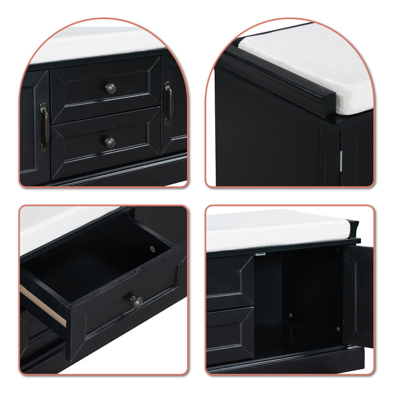 Wildon Home® Calie Wooden Storage Bench with Removable Beige Velvet ...