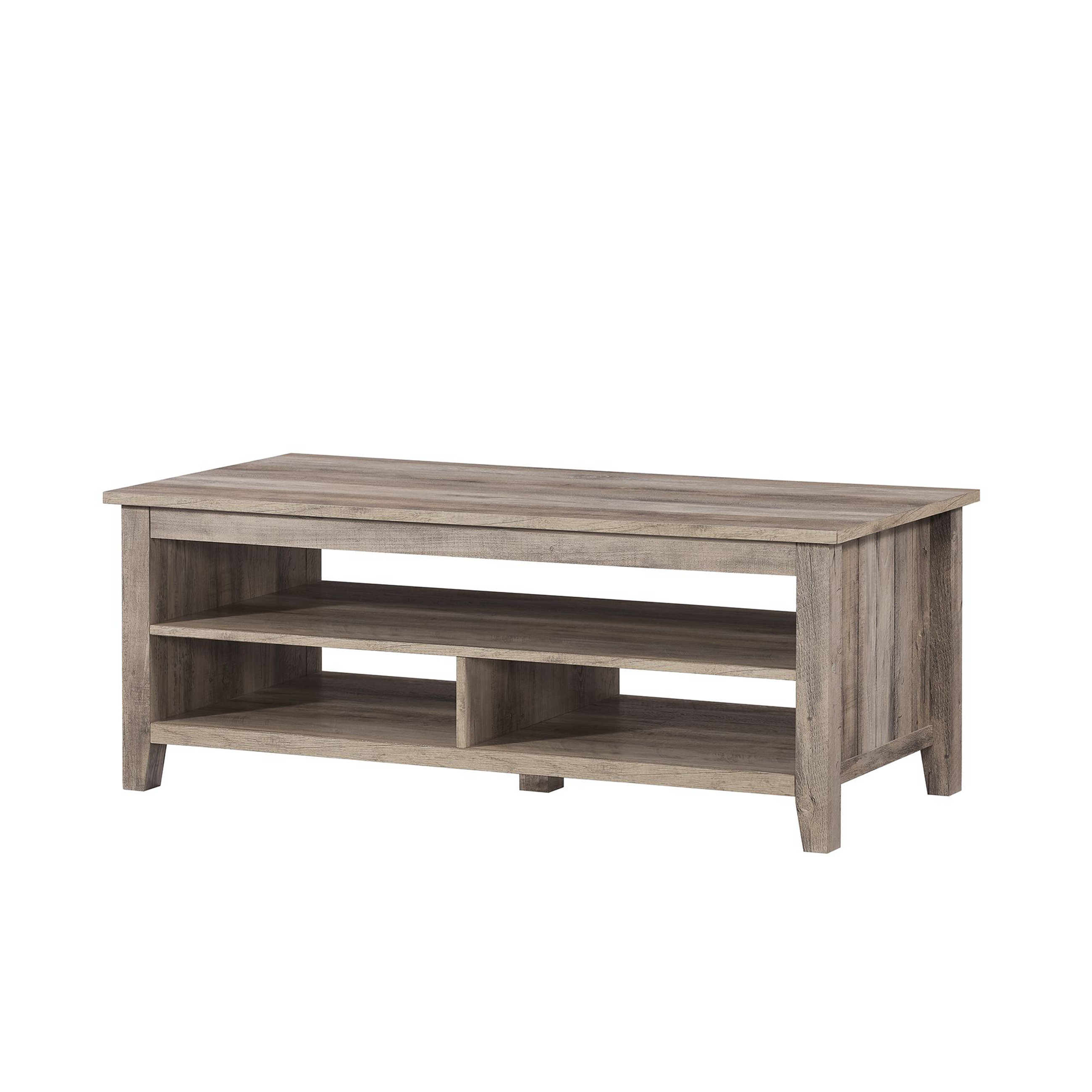 Gracie Oaks Coastal Grooved Panel Coffee Table with Lower Shelf | Wayfair