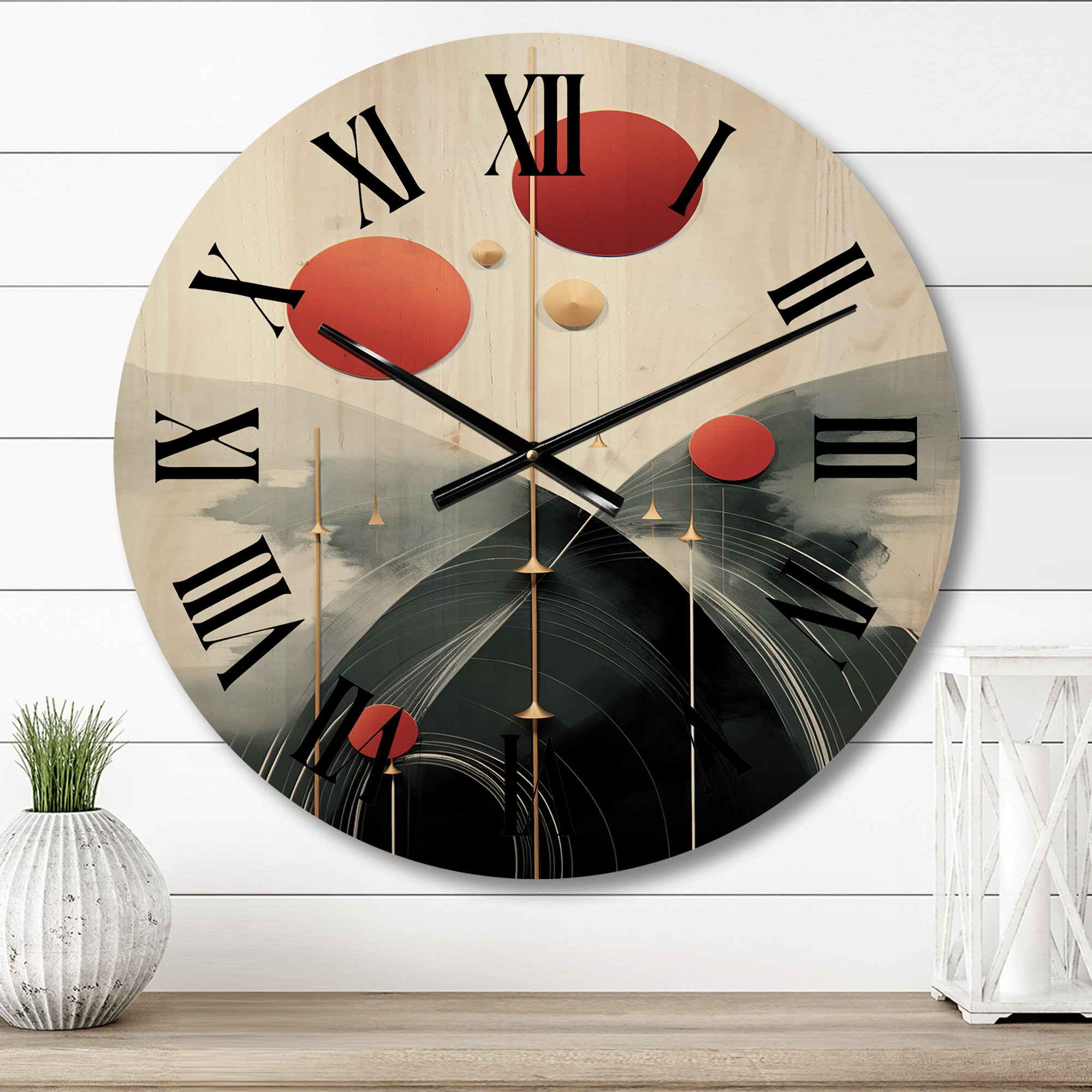 East Urban Home Red Moon Rising Minimal Retro Illustration - Minimalism ...