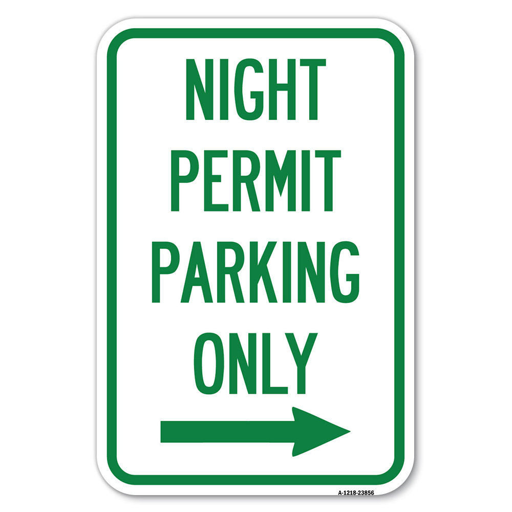 SignMission Night Permit Parking Only (With Right Arrow)/23856 | Wayfair