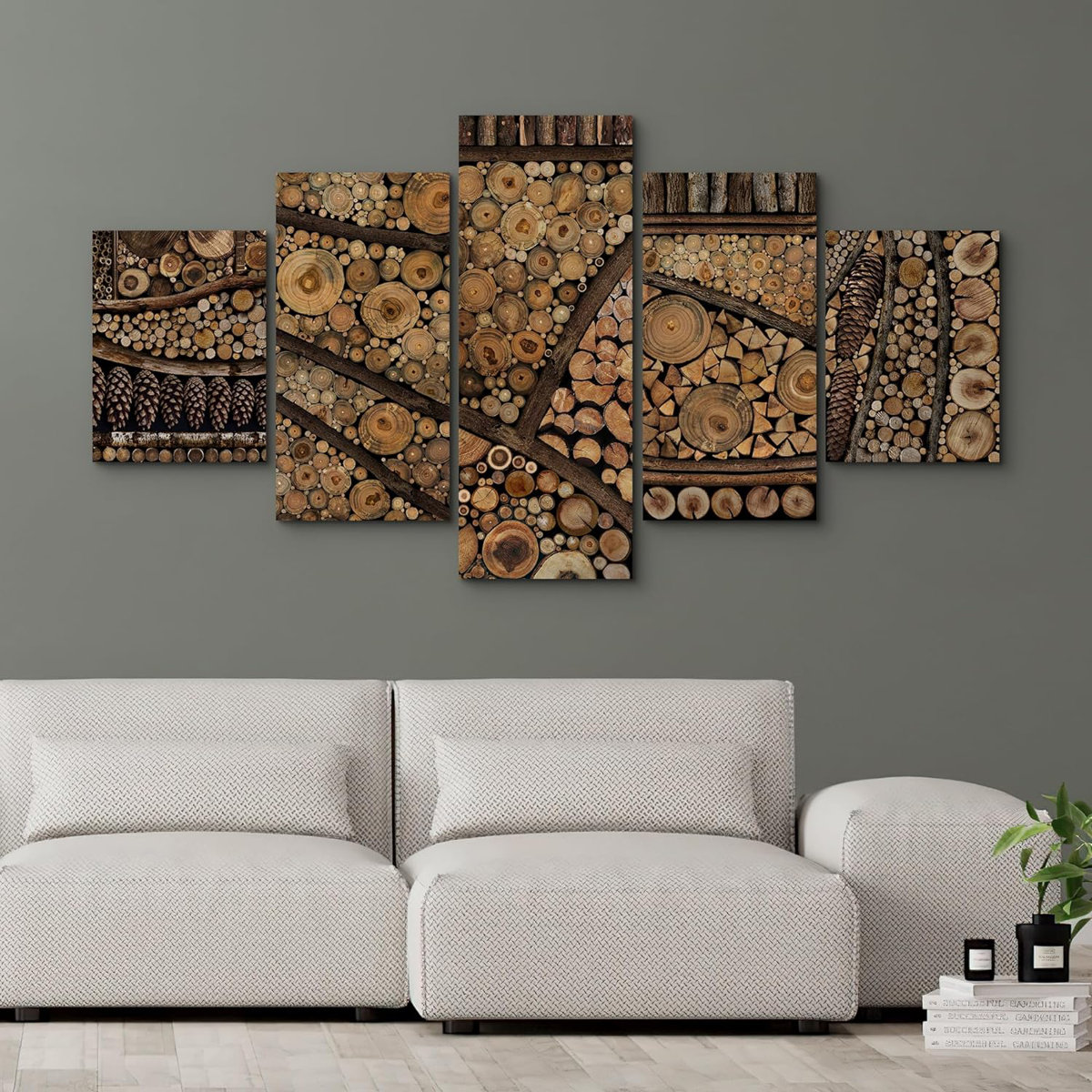 IDEA4WALL Tree Ring Brown Wood Collages Farmhouse Cabin Decor Rustic ...