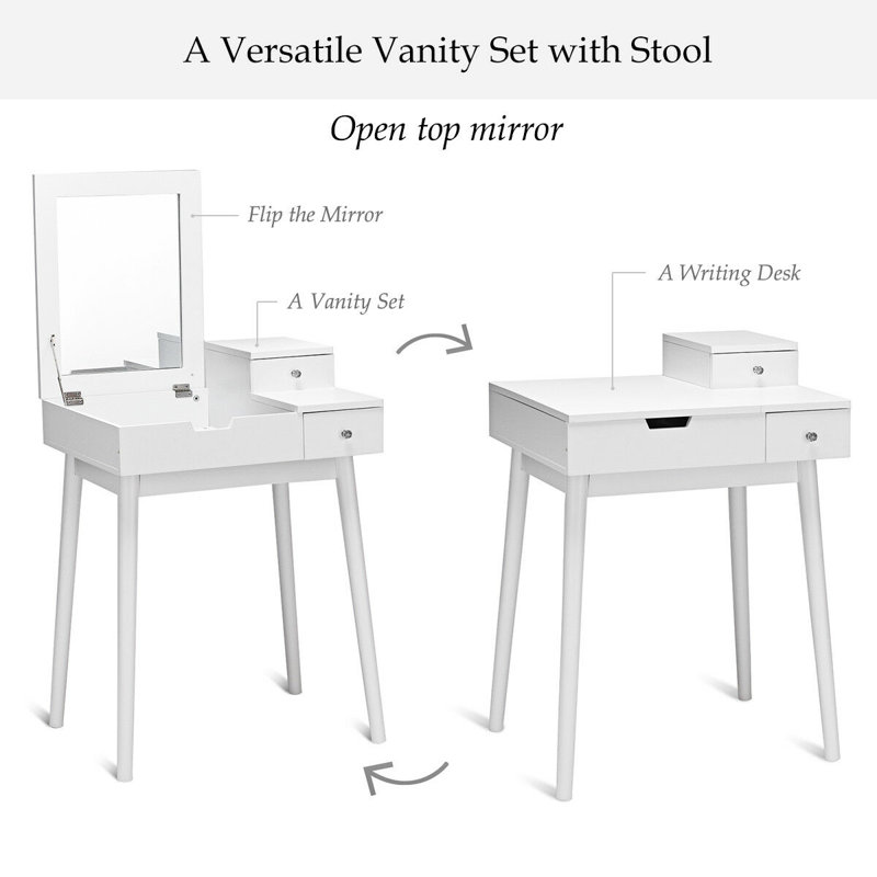 Wrought Studio Kieron Vanity Set with Mirror & Reviews | Wayfair