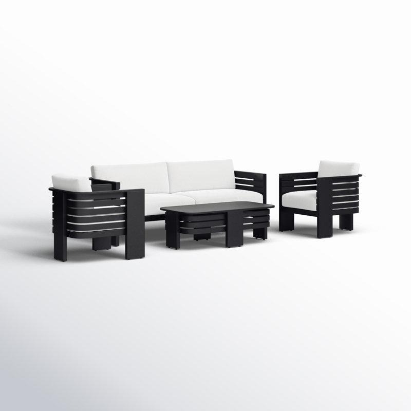 AllModern Ari 4-Piece Outdoor Rounded Aluminum Seating Group & Reviews ...