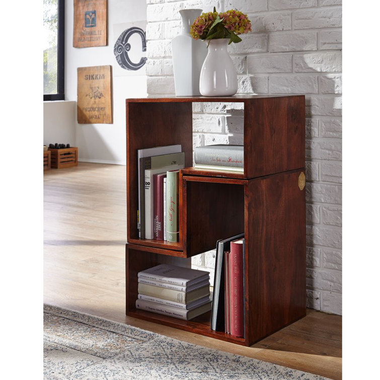 Massivmoebel24 Oxford 50cm H x 50cm W Solid Wood Geometric Bookcase ...