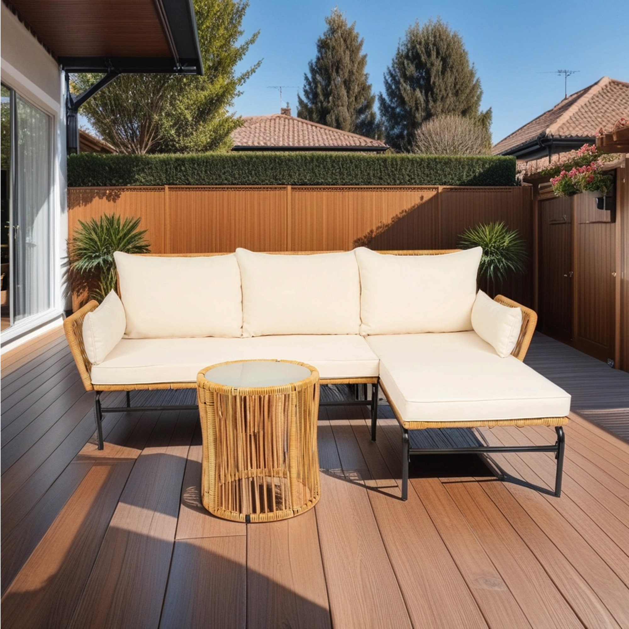 Bay Isle Home™ Ensemble de 3 meubles de patio en osier pour l'extérieur ...