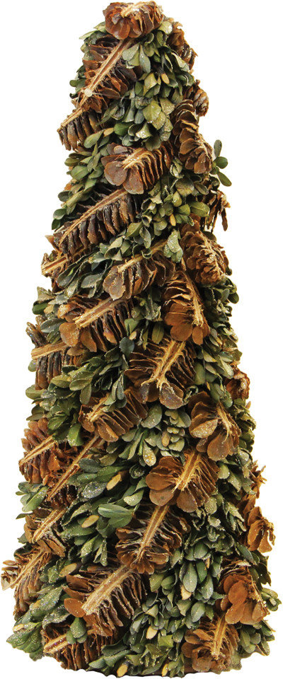 Northlight Seasonal 16" Pine Cones and Leaves Glittered Cone Tree ...